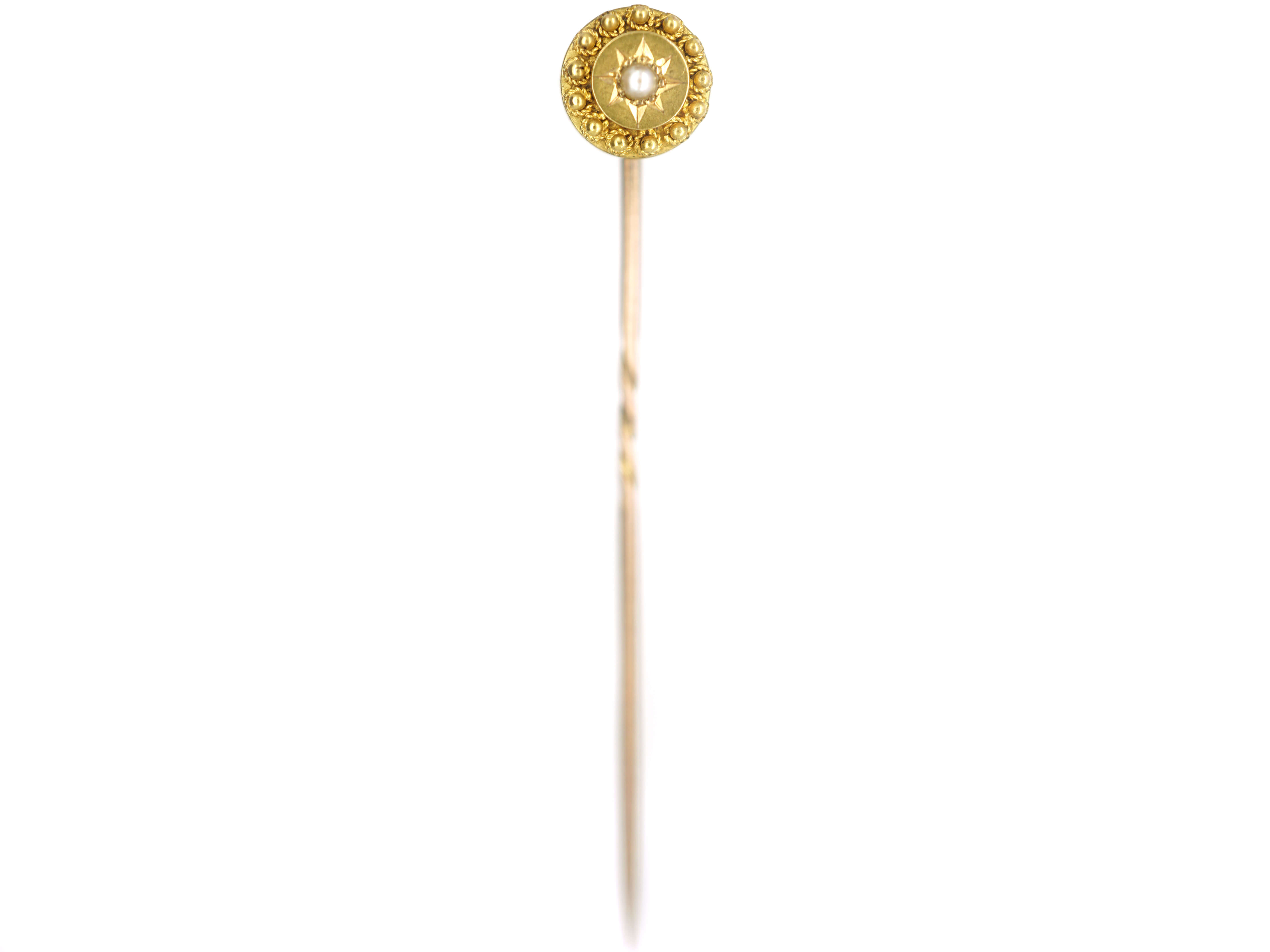 Victorian 15ct Gold & Natural Split Pearl Round Tie Pin (32/G) | The ...