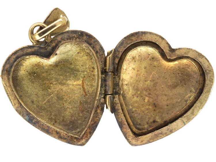 9ct Gold Heart Shaped Locket 367N The Antique Jewellery Company