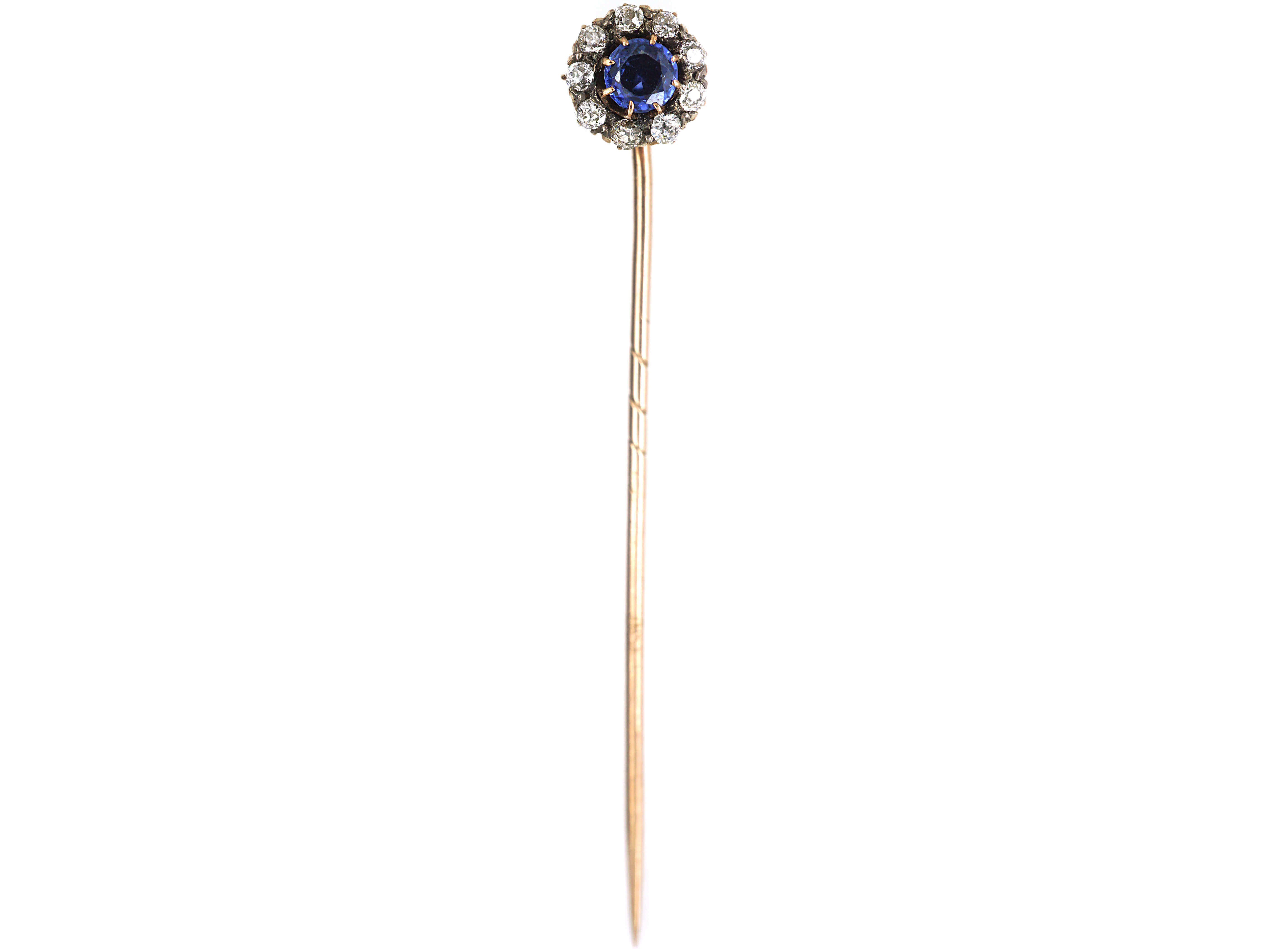 Edwardian Sapphire & Diamond Cluster Tie Pin (348N) | The Antique ...