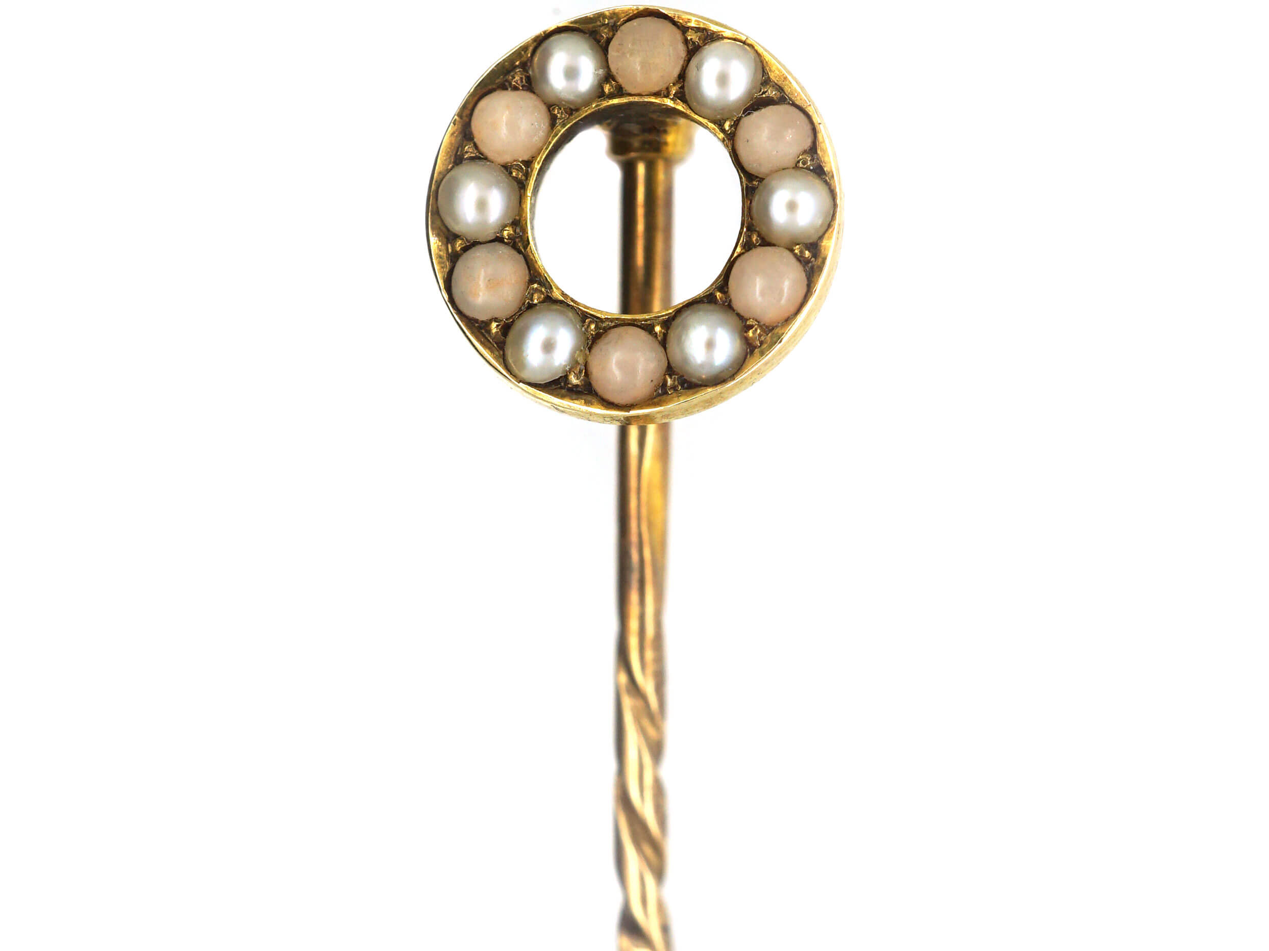 Edwardian Coral & Natural Split Pearl Round Tie Pin (35/G) | The ...