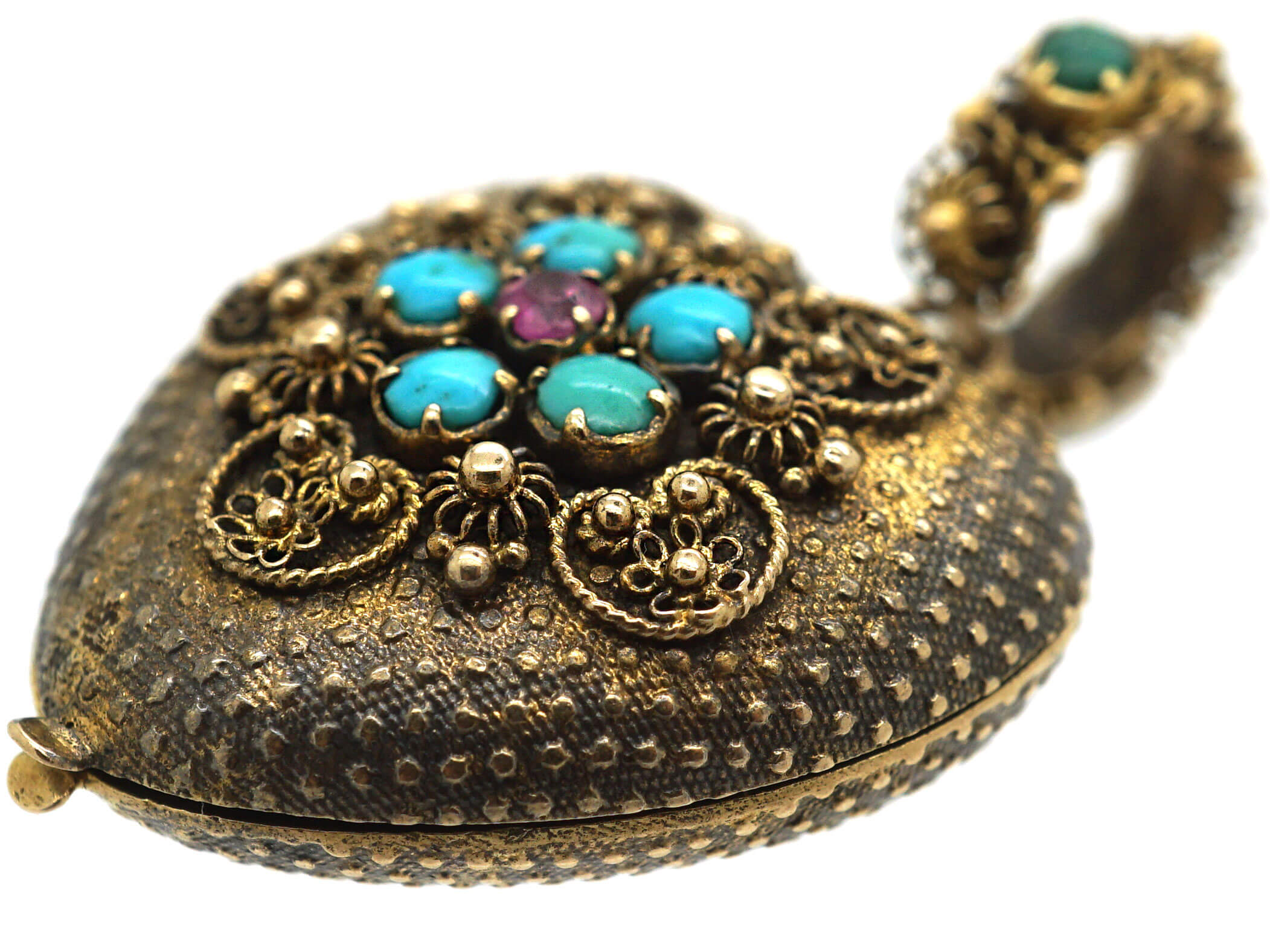 Georgian 15ct Gold Heart Shaped Forget me Not Locket (300N) | The ...