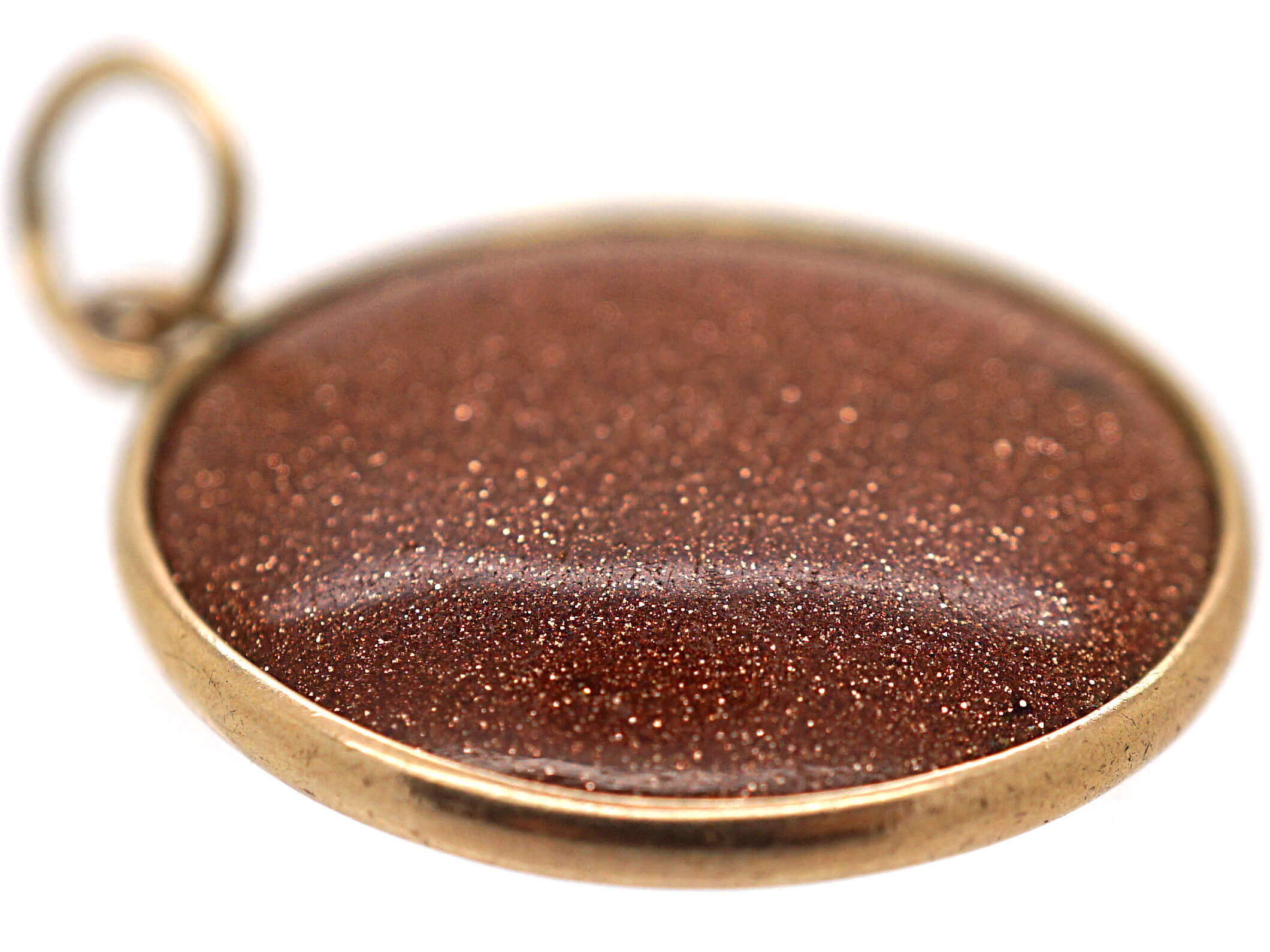 Edwardian 9ct Gold & Goldstone Round Pendant (621N) | The Antique ...