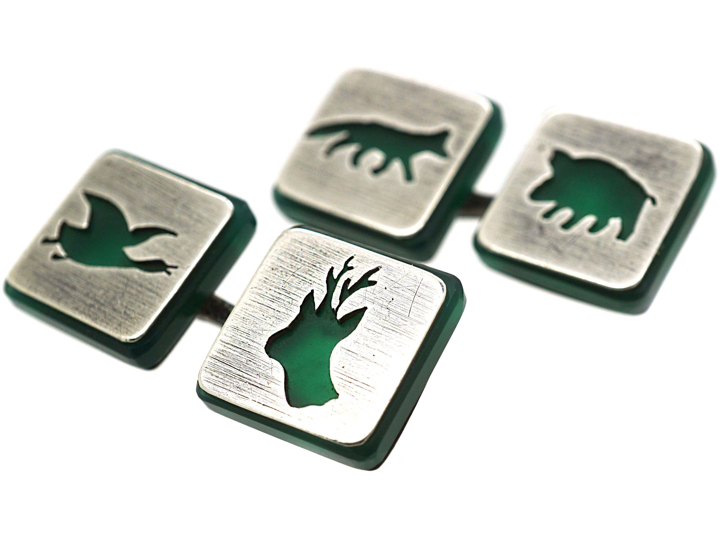Art Deco Silver & Green Chalcedony Sporting Cufflinks (145N) | The ...