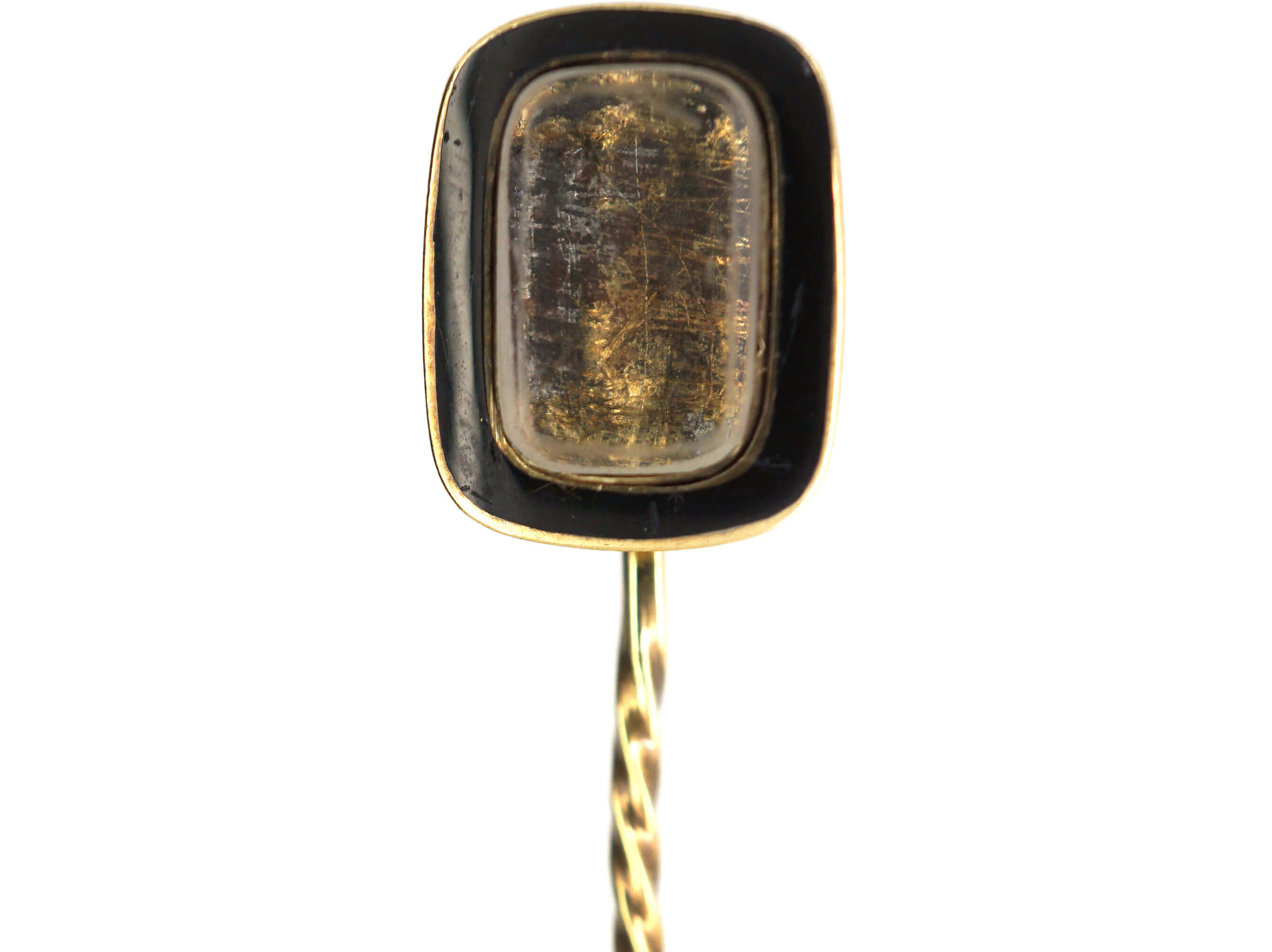 Georgian 9ct gold Glazed Locket Tie Pin with Black Enamel Surround (44 ...