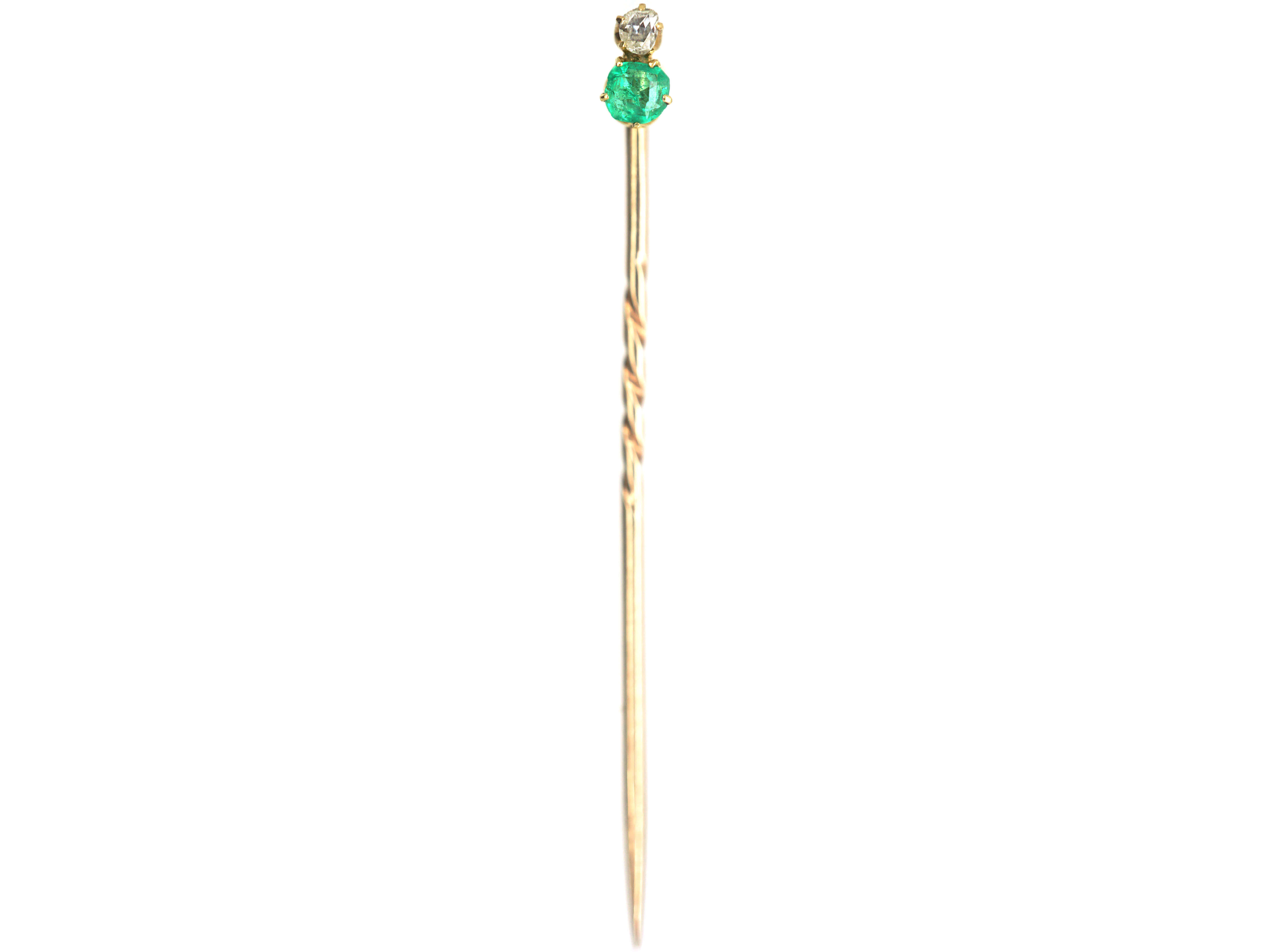 Edwardian Emerald & Diamond Tie Pin (463N) | The Antique Jewellery Company