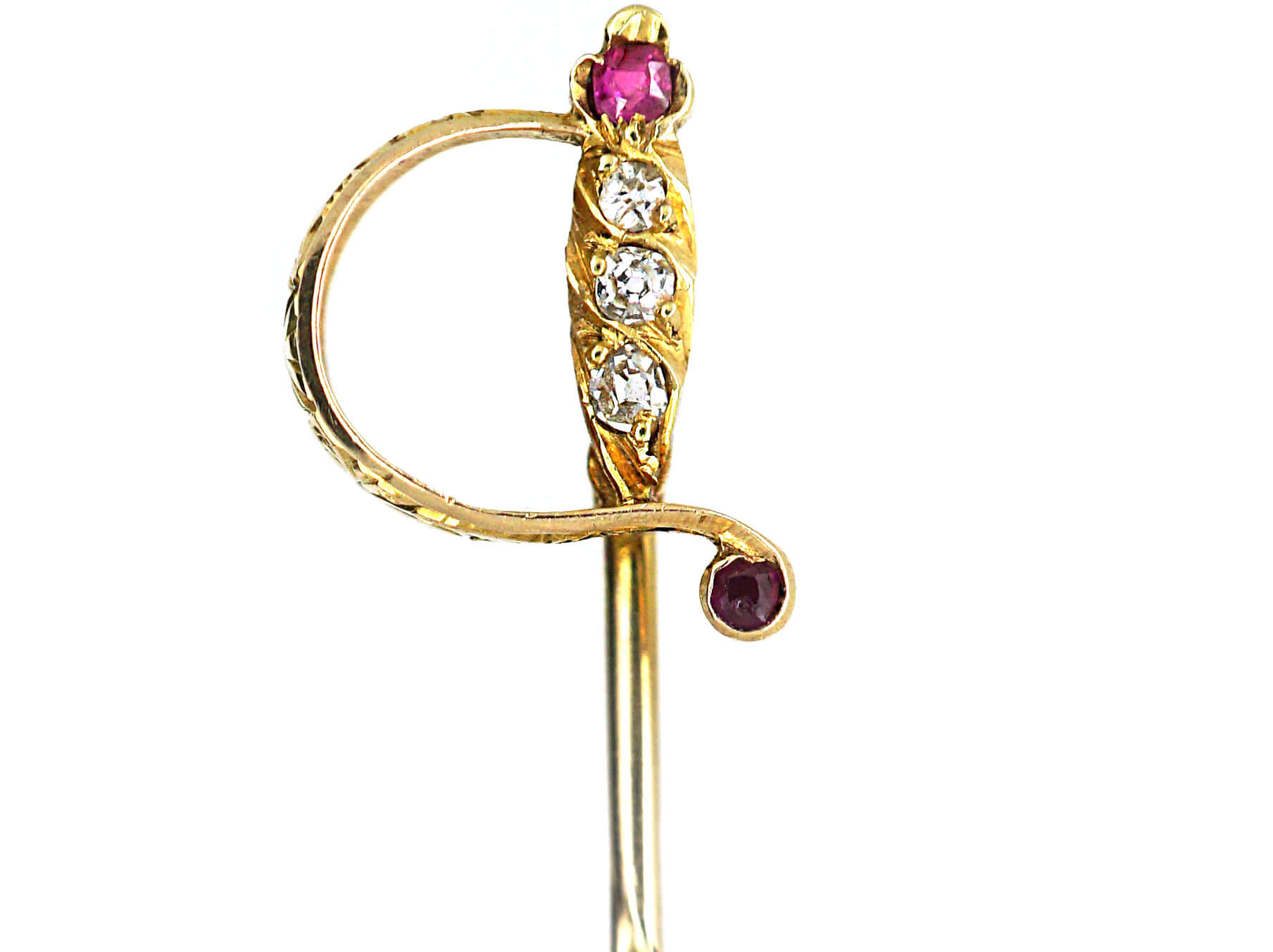 Edwardian Ruby & Diamond Dagger Tie Pin (461N) | The Antique Jewellery ...