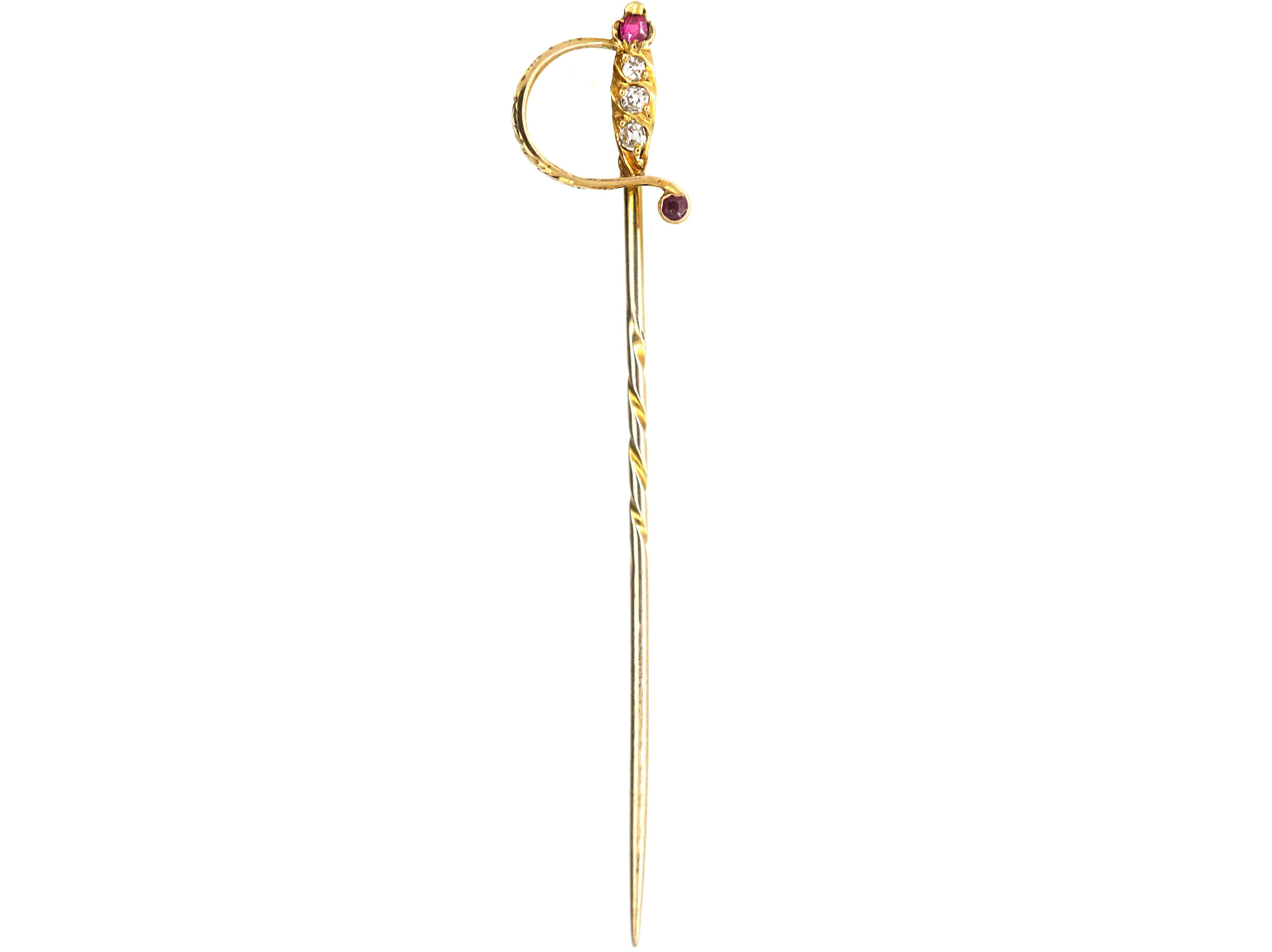 Edwardian Ruby & Diamond Dagger Tie Pin (461N) | The Antique Jewellery ...