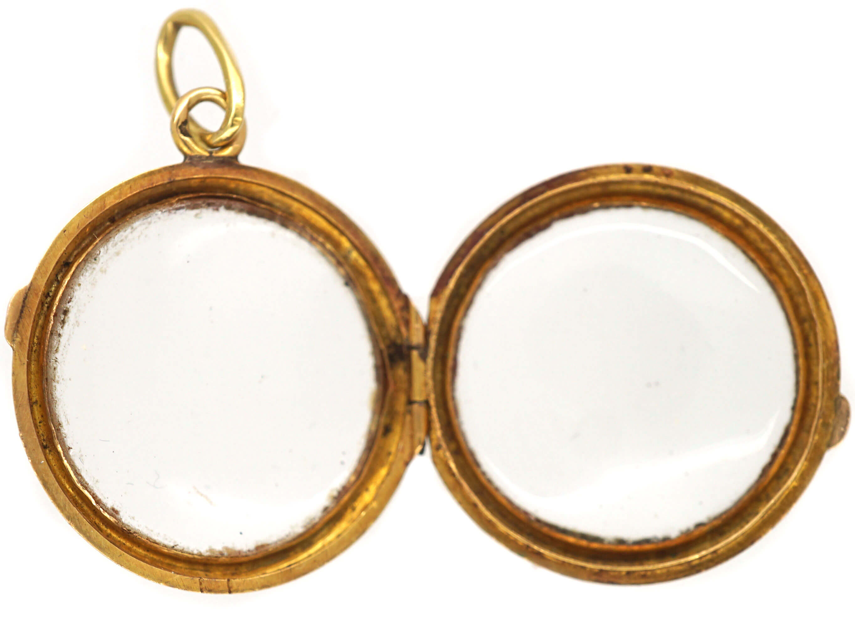 French 18ct Gold Round Double Sided Crystal Locket (318/O) | The ...