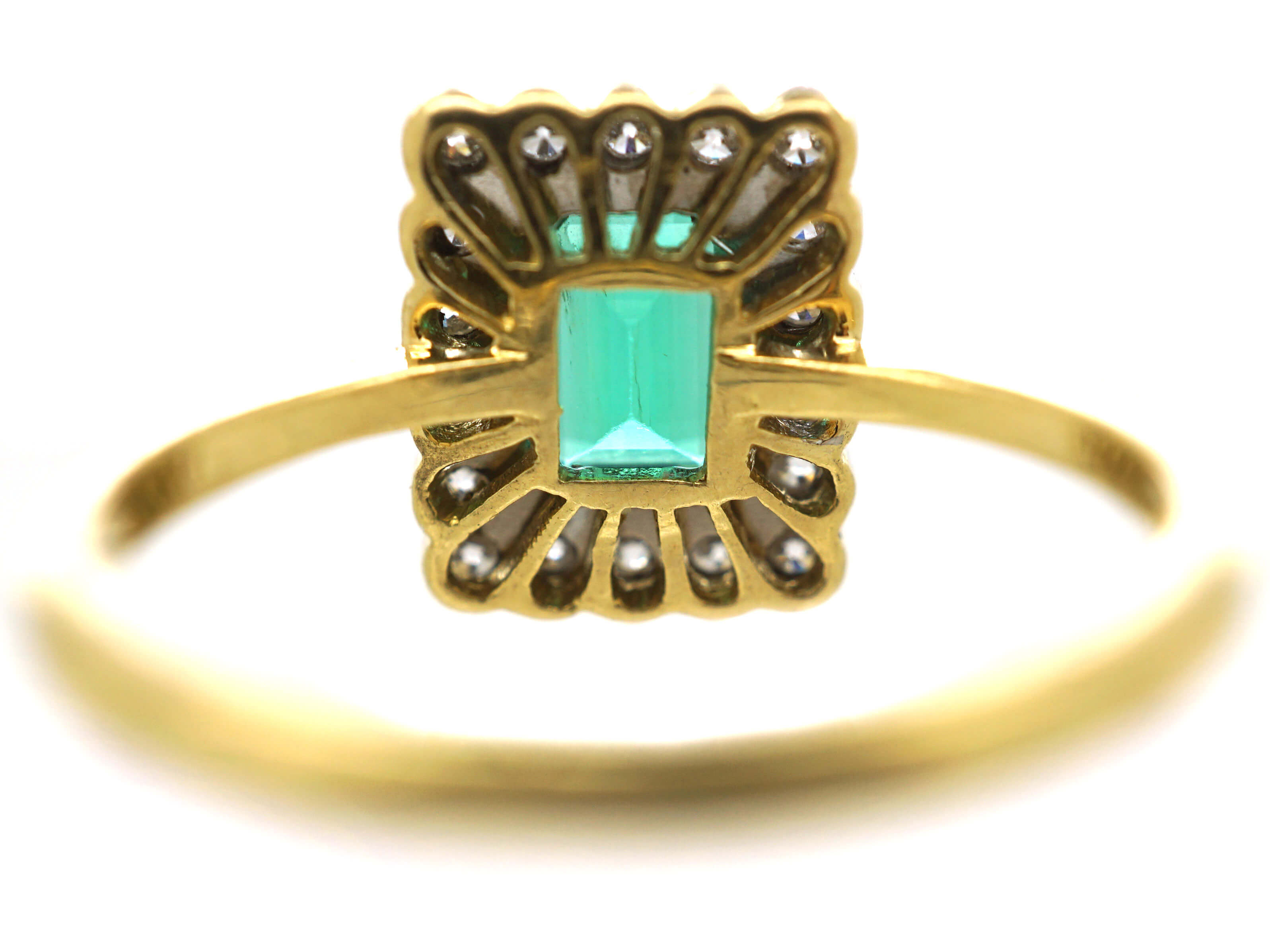 18ct Gold, Emerald & Diamond Rectangular Ring (536N) | The Antique ...