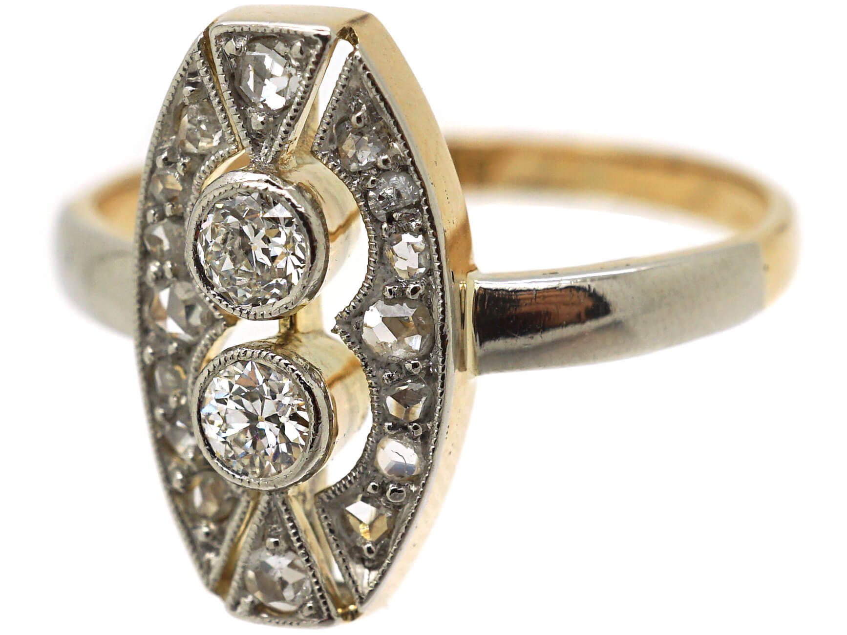 Art Deco 14ct Gold & Diamond Ring (661N) | The Antique Jewellery Company