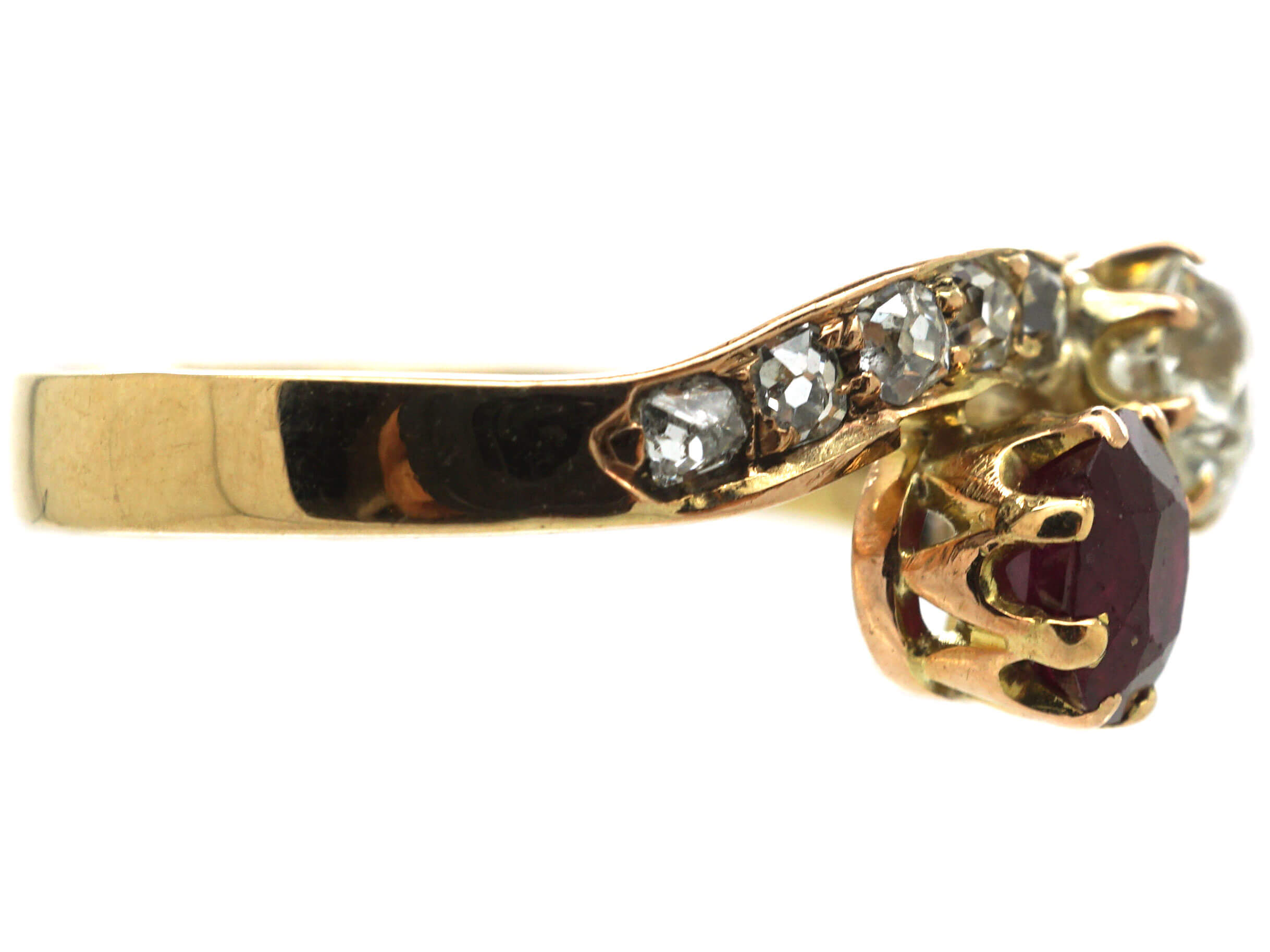 Edwardian 14ct Gold, Diamond & Ruby Crossover Ring (495N) | The Antique ...