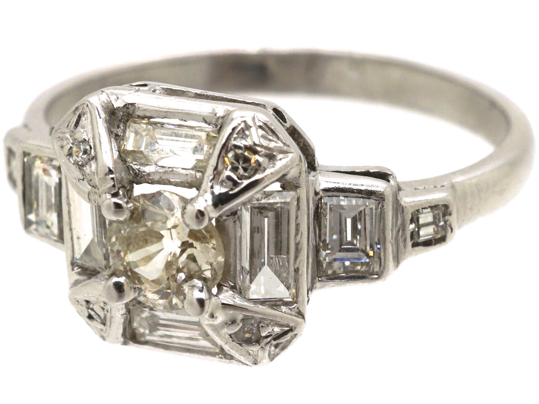 Art Deco Platinum Octagonal Shaped Diamond Ring (662N) | The Antique ...