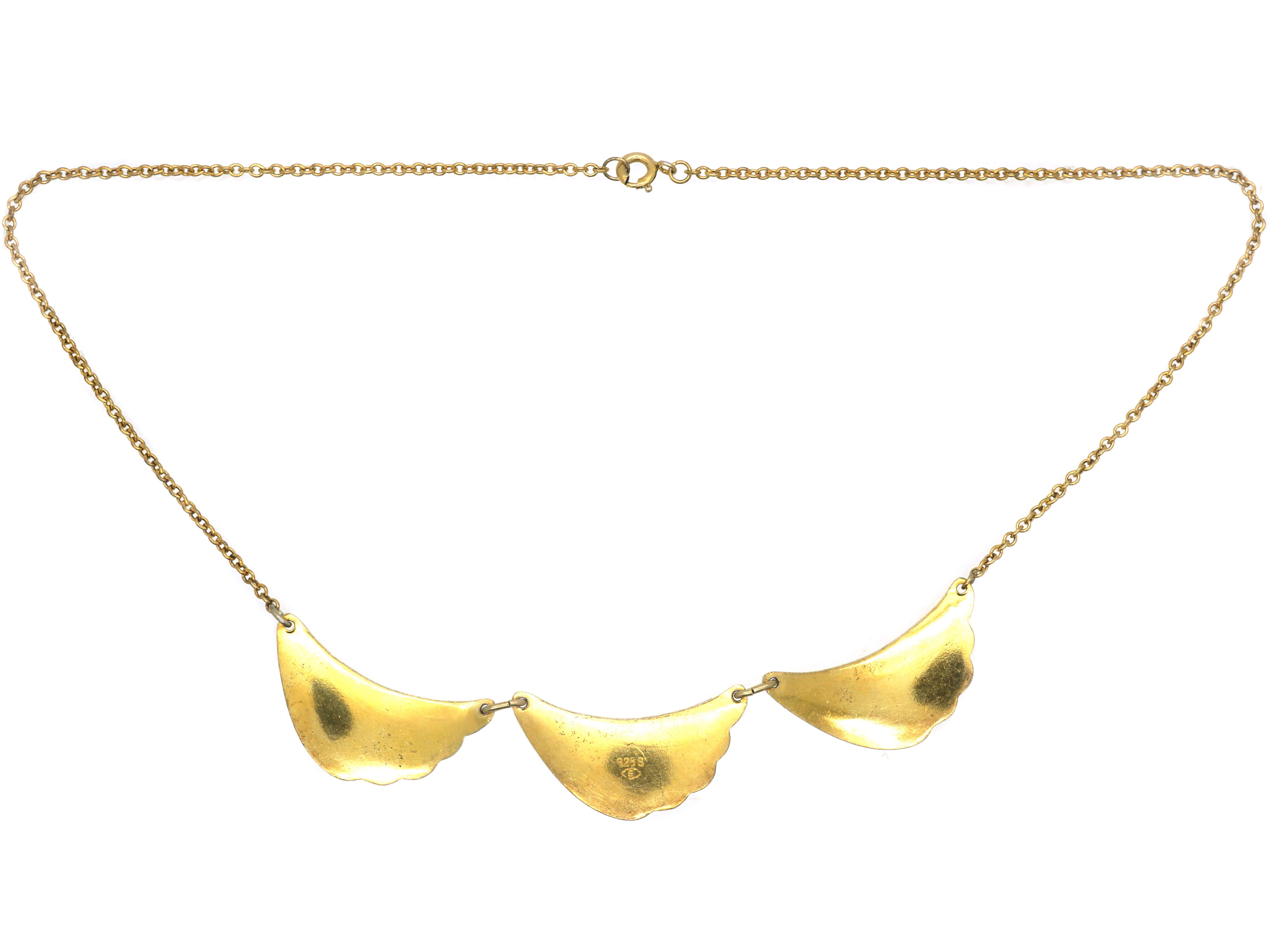 Silver & White Enamel Three Wave Necklace by Elvic & Company (539N ...