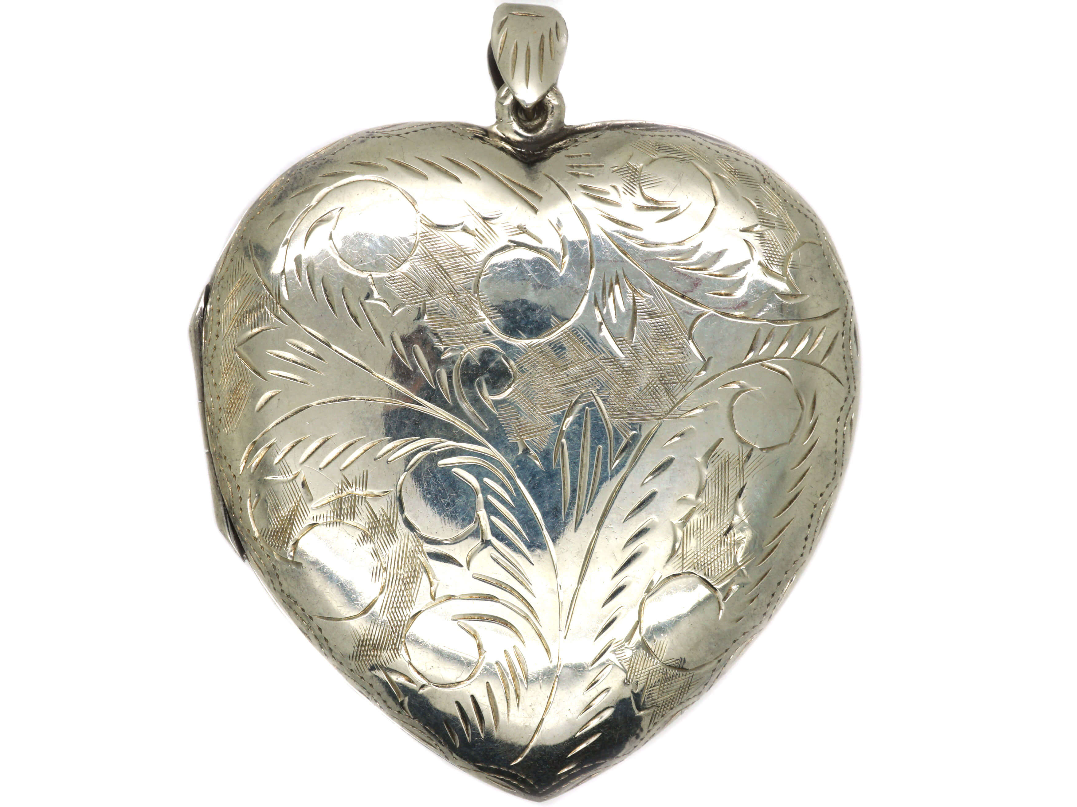 Large Silver Heart Shaped Locket 549N The Antique Jewellery Company