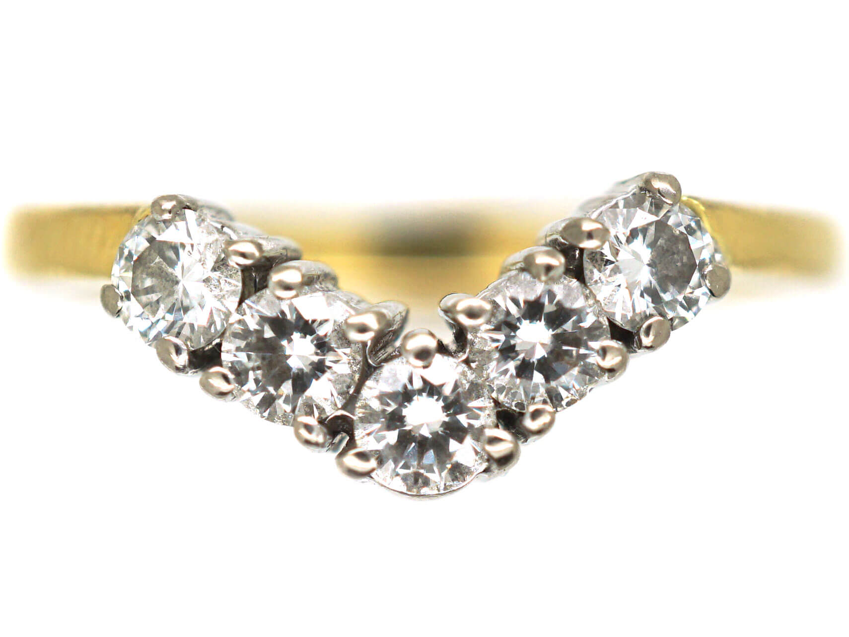 18ct Gold & Diamond Chevron Ring (642N) | The Antique Jewellery Company