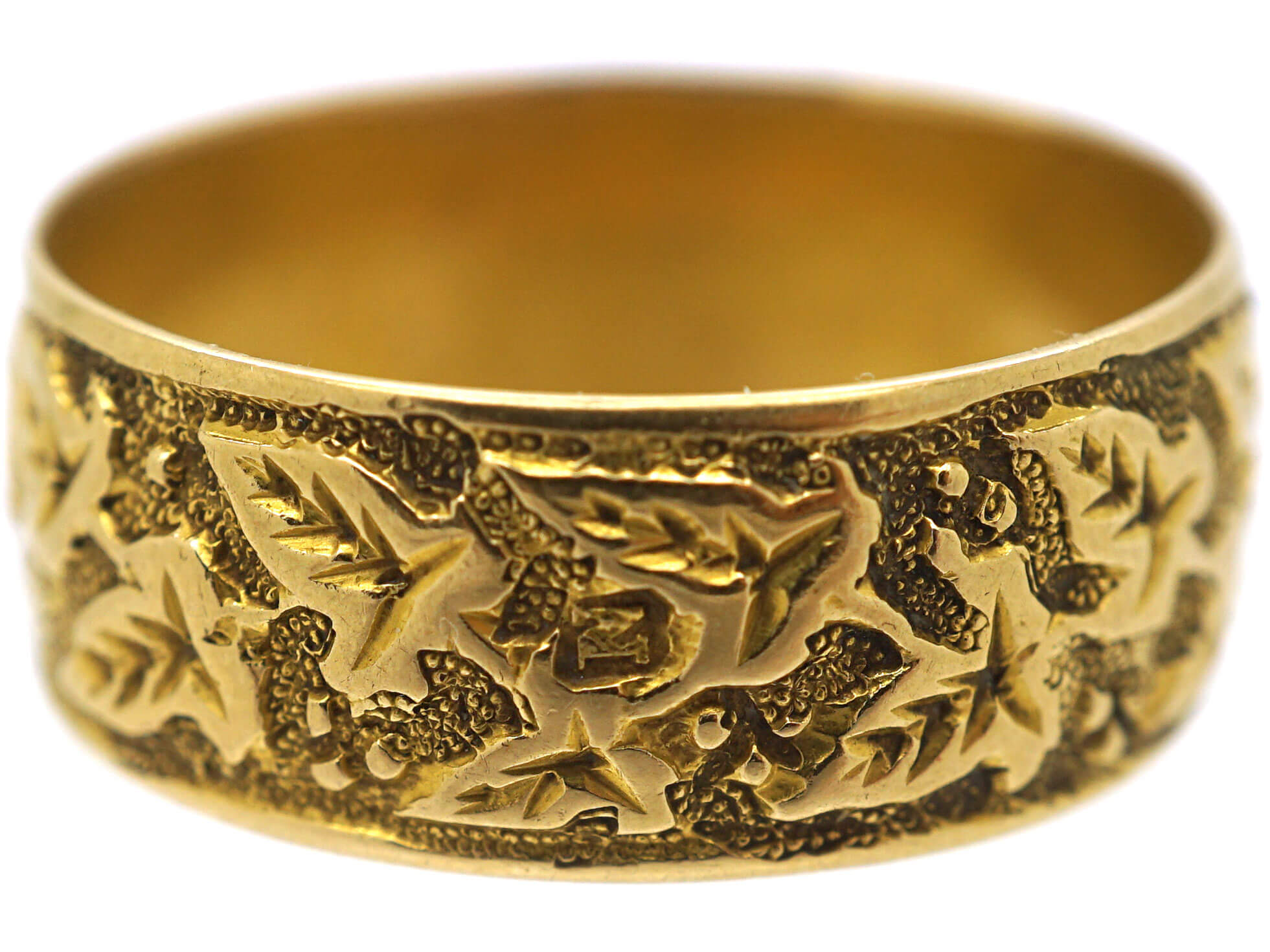 Victorian 18ct Gold Wedding Band with Ivy Leaf Motif (510N) | The ...