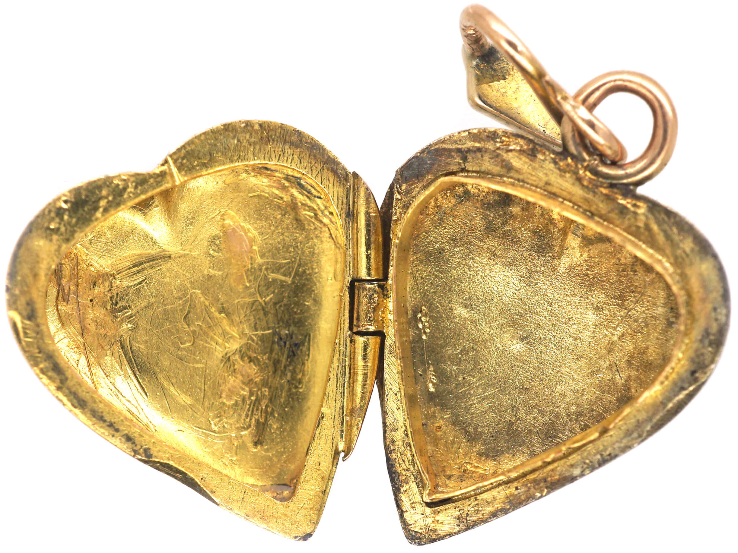 Edwardian 15ct White & Yellow Gold Heart Shaped Locket Set with Natural ...