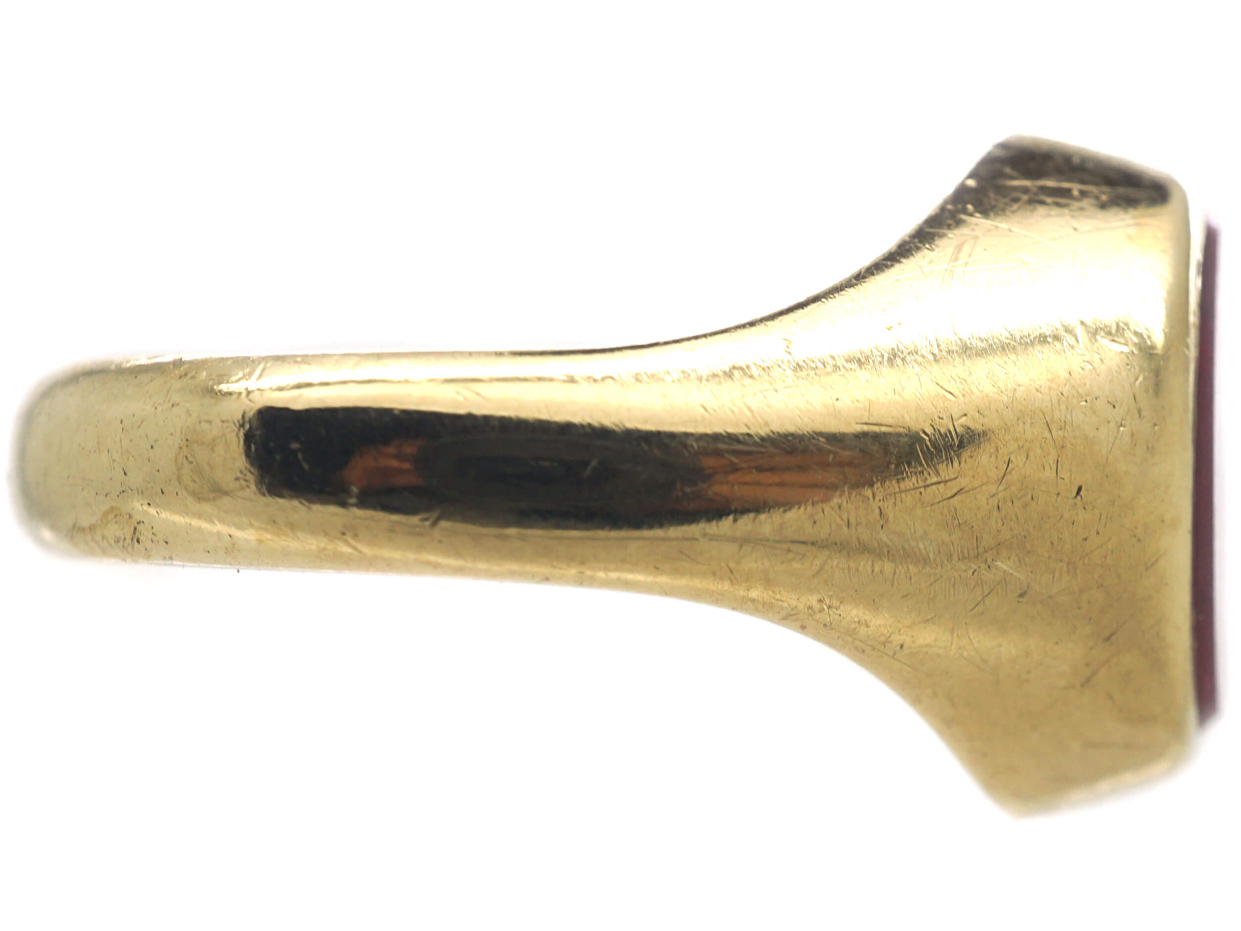 Large 9ct Gold & Synthetic Red Stone Signet Ring (803N) | The Antique ...