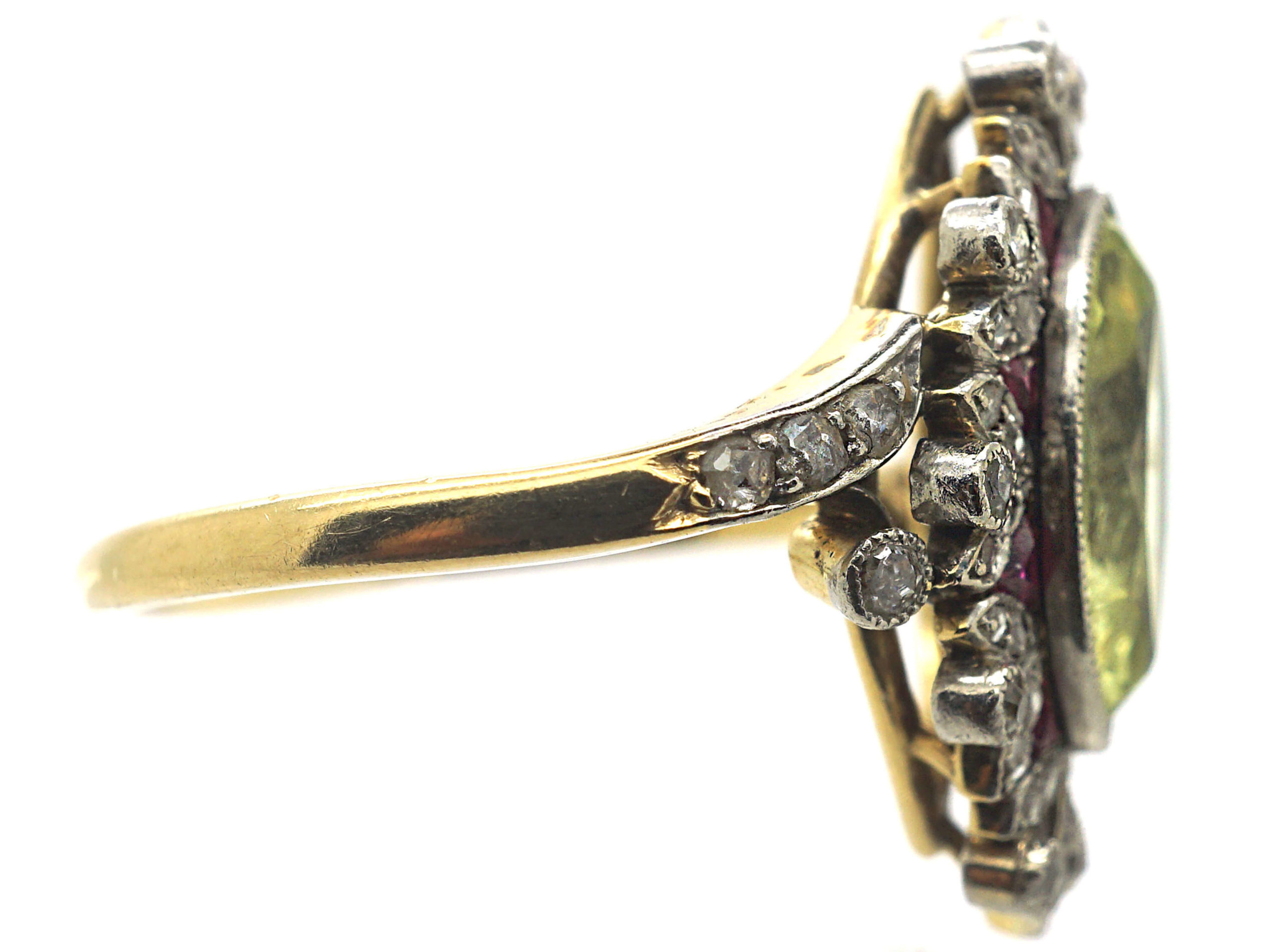 Edwardian 18ct Gold & Platinum, Chrysolite, Diamond & Ruby Ring (880N ...