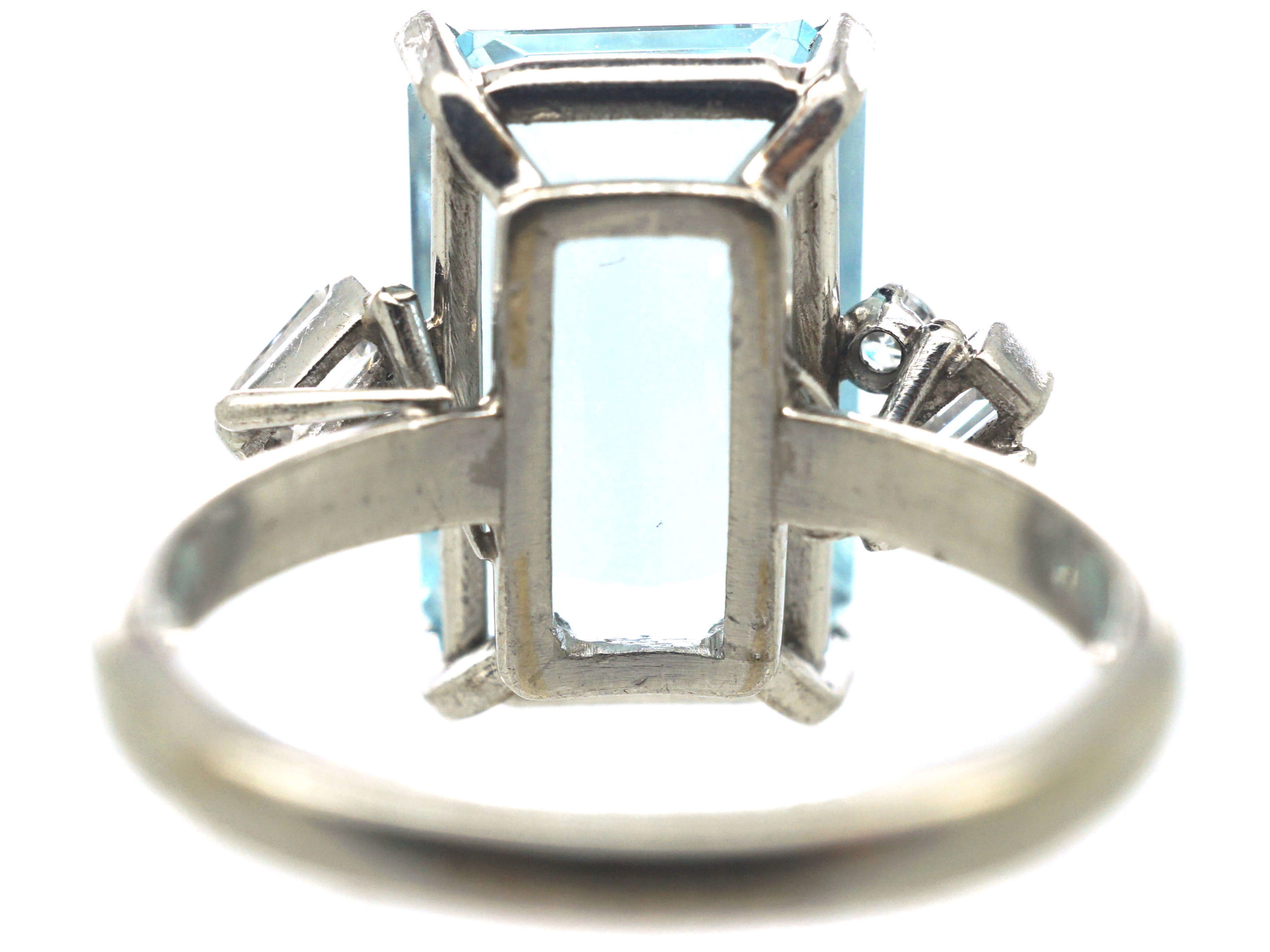 Platinum, Rectangular Aquamarine & Diamond Ring (822N) | The Antique ...