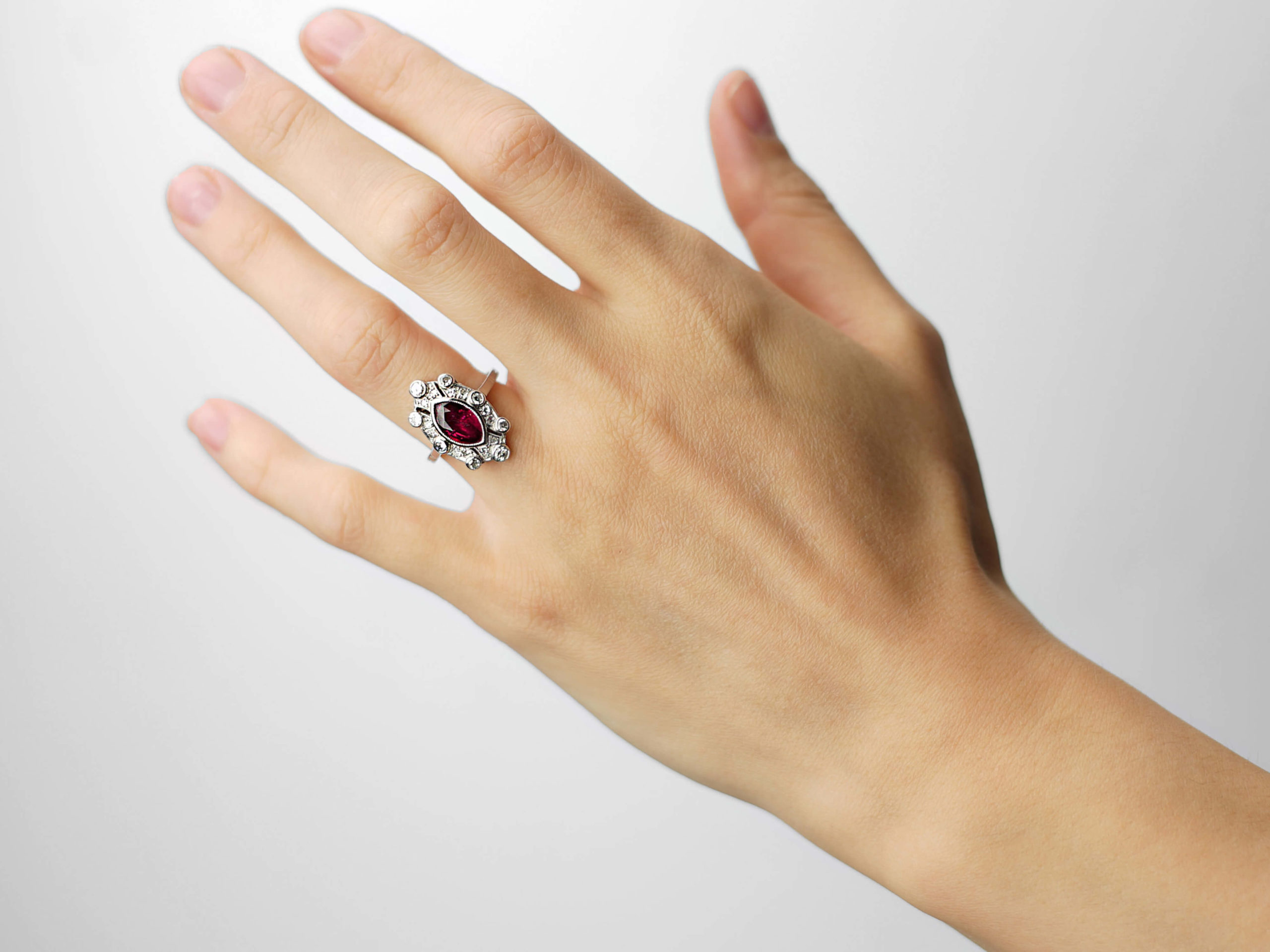 Art Deco Platinum, Marquise Cut Ruby & Diamond Ring (792N) | The ...