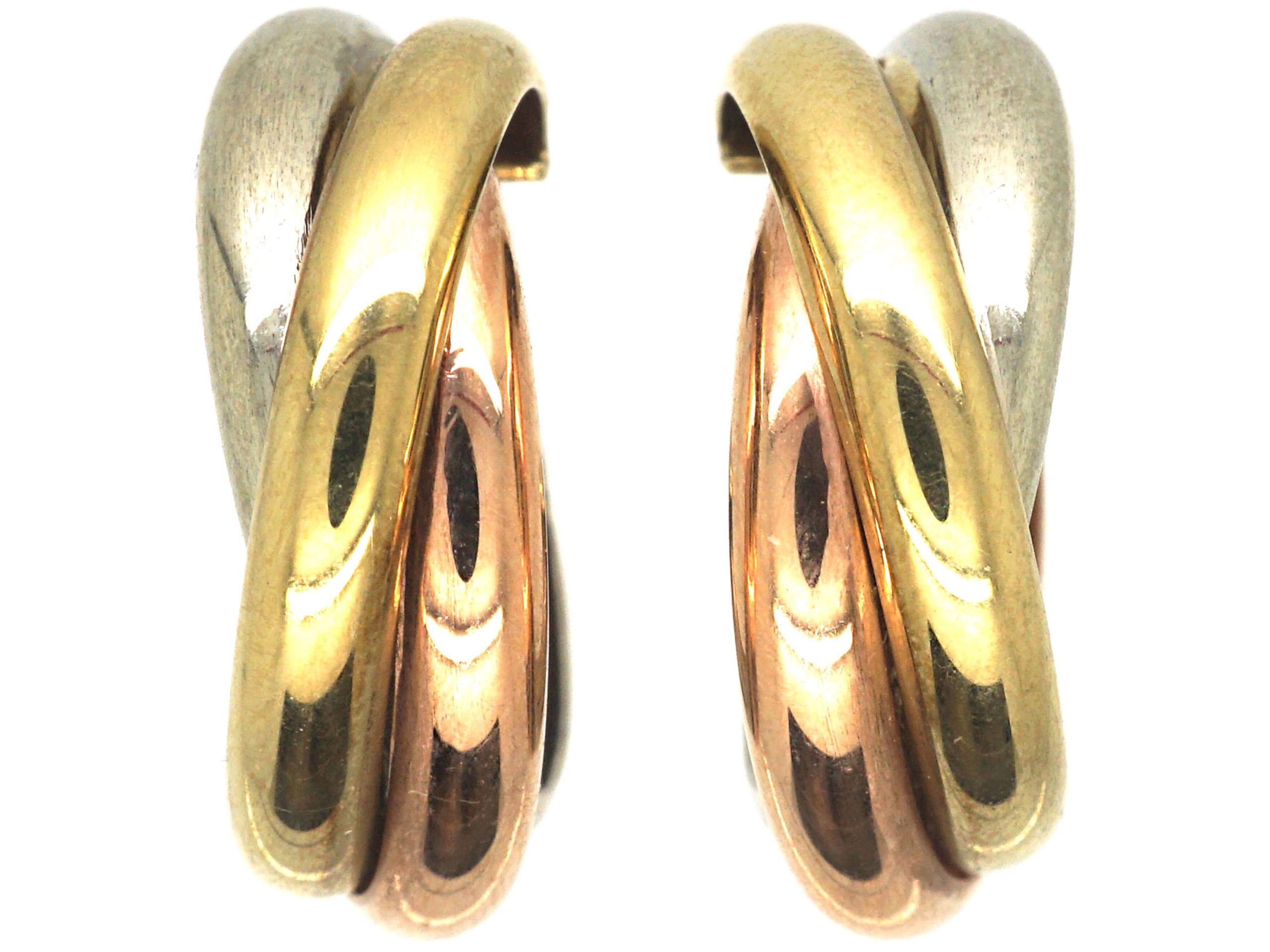 9ct Three Colour Gold Trinity Earrings (827N) | The Antique Jewellery ...