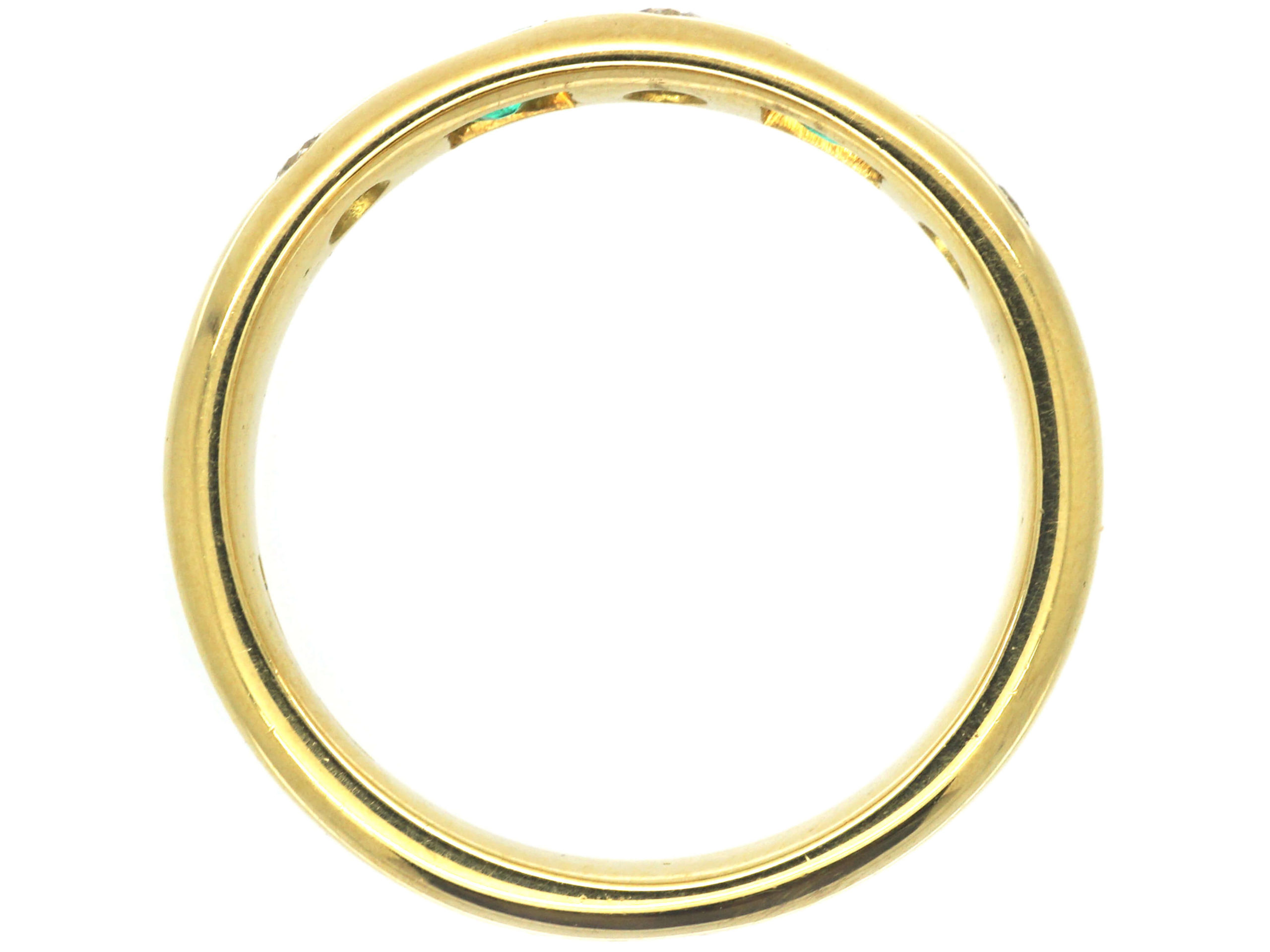 18ct Gold Emerald & Diamond Rub Over Set Ring (864N) | The Antique ...