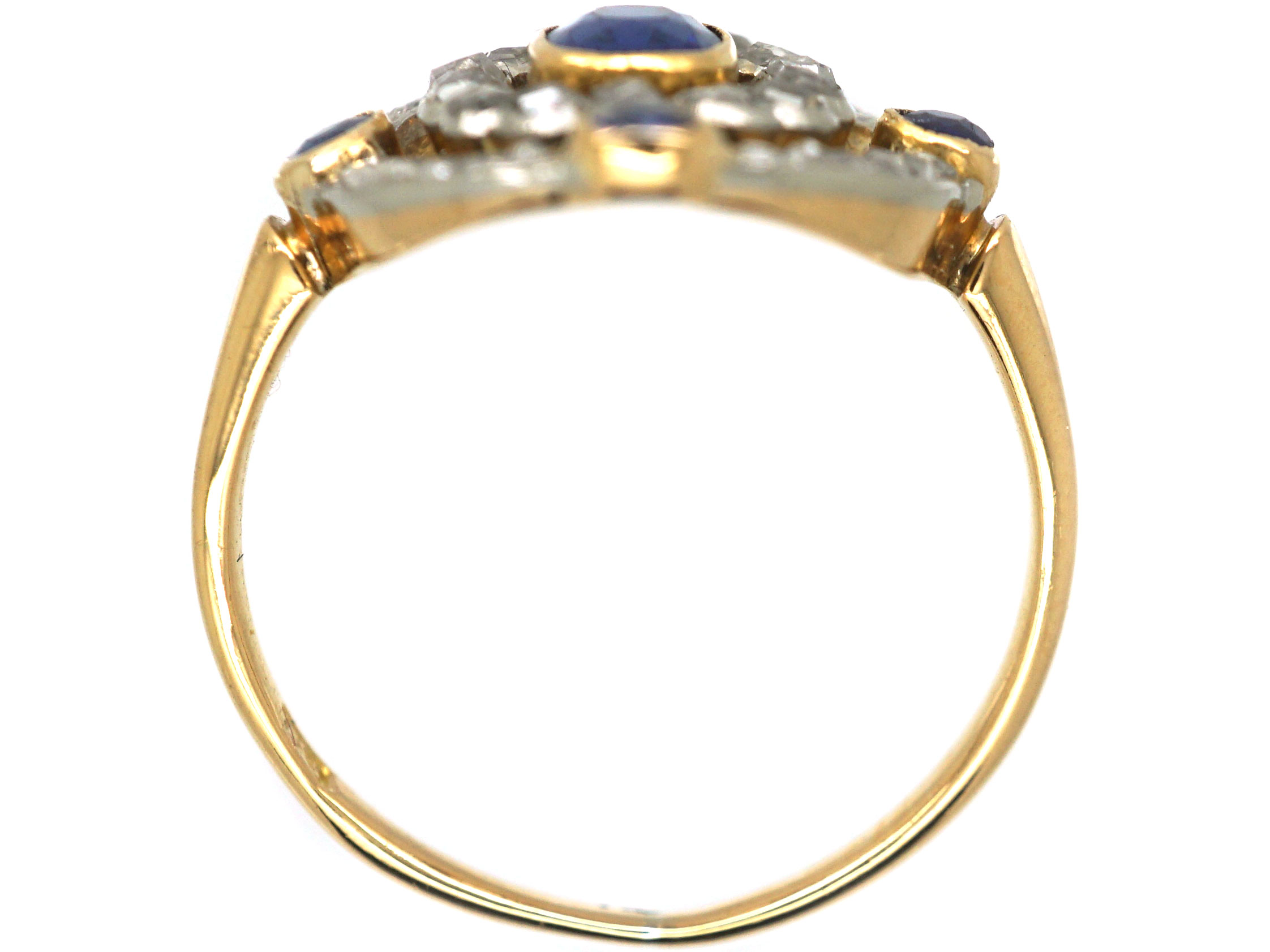 Edwardian 18ct Gold, Sapphire & Rose Diamond Open Cluster Ring (761N ...