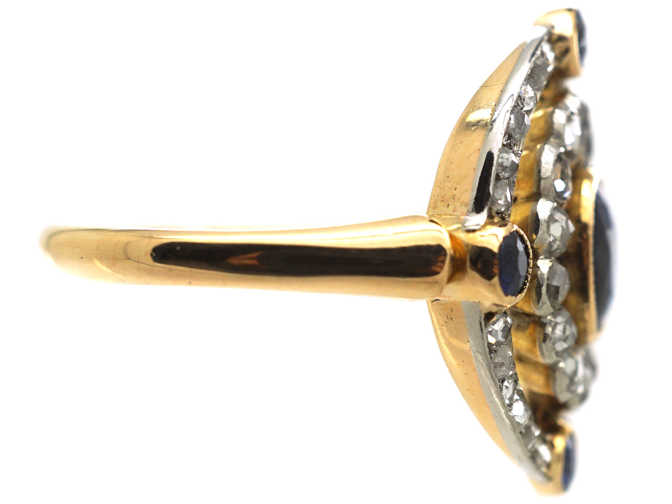 Edwardian 18ct Gold, Sapphire & Rose Diamond Open Cluster Ring (761N ...