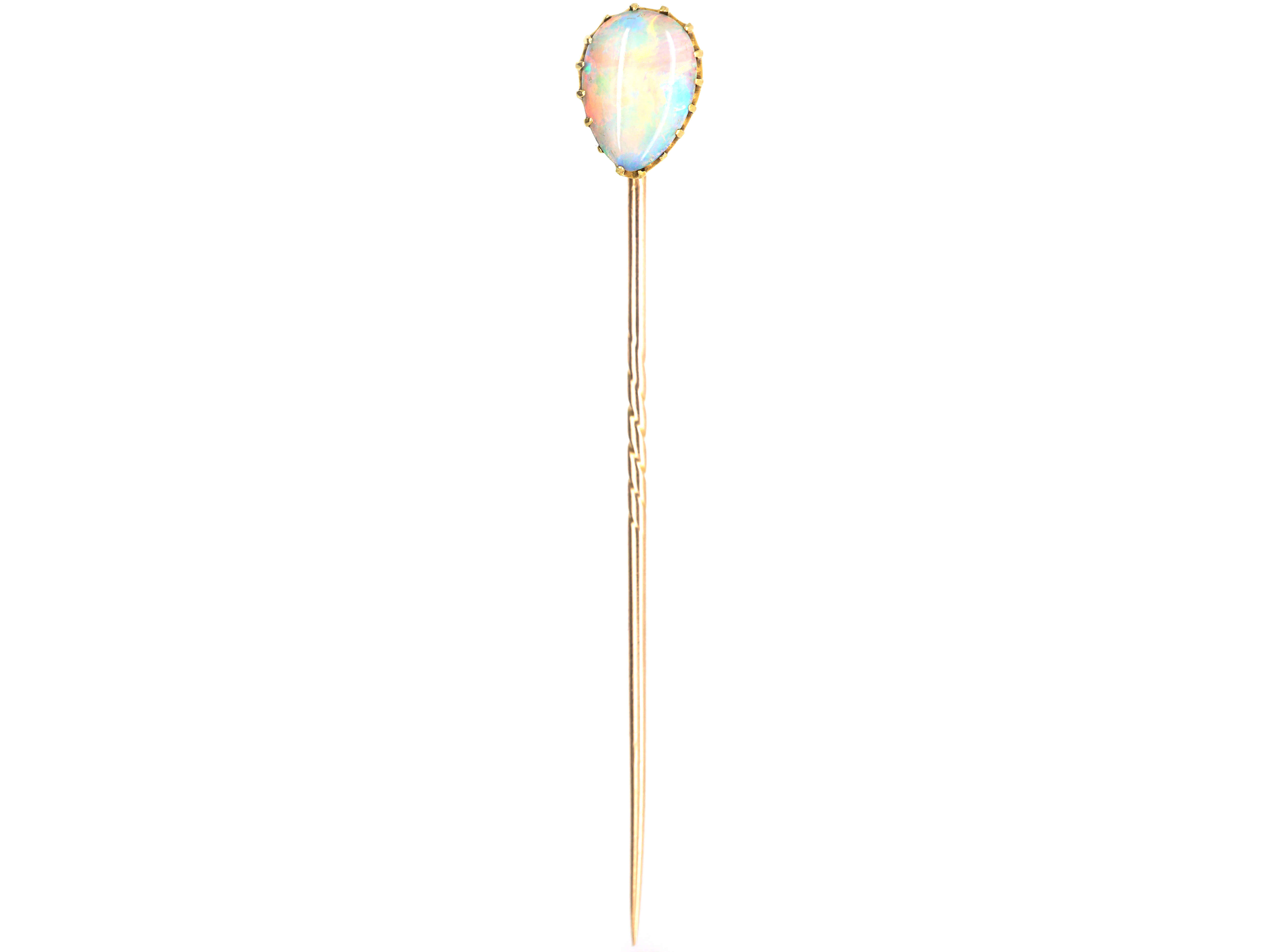 Edwardian 15ct Gold & Pear Shaped Opal Tie Pin (734N) | The Antique ...