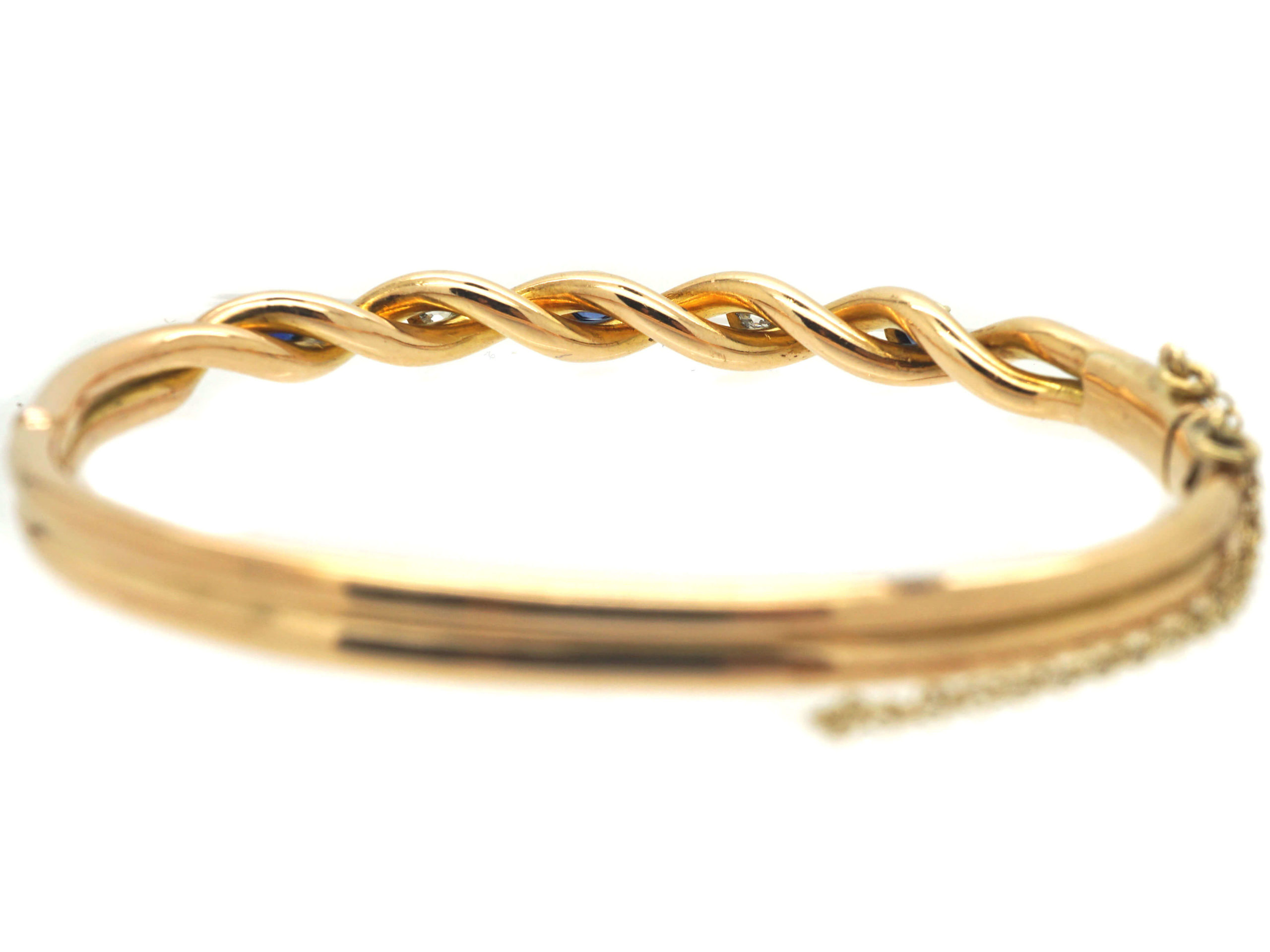 Edwardian 15ct Gold, Sapphire & Diamond Twist Bangle (701N) | The ...