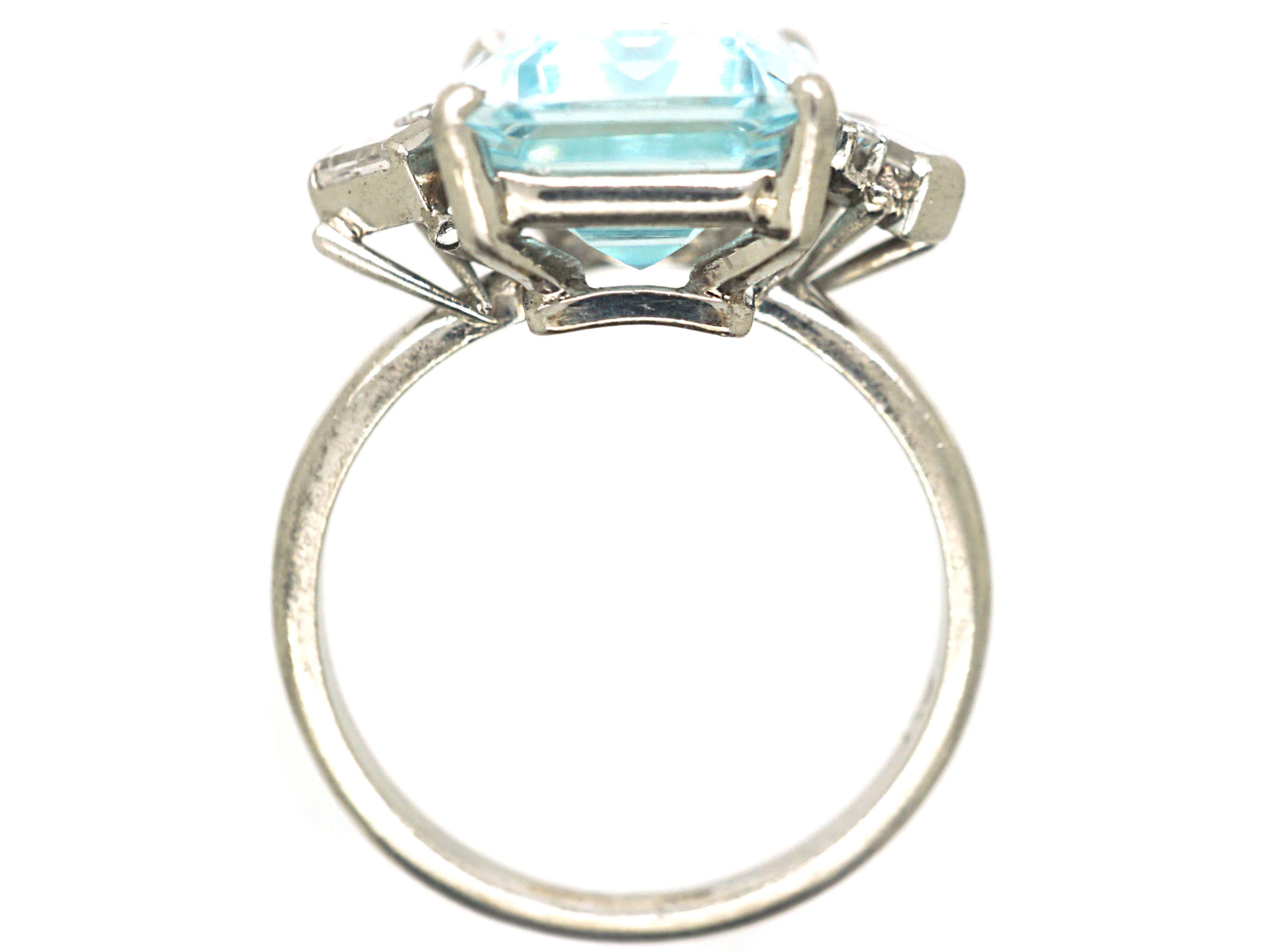 Platinum, Rectangular Aquamarine & Diamond Ring (822N) | The Antique ...