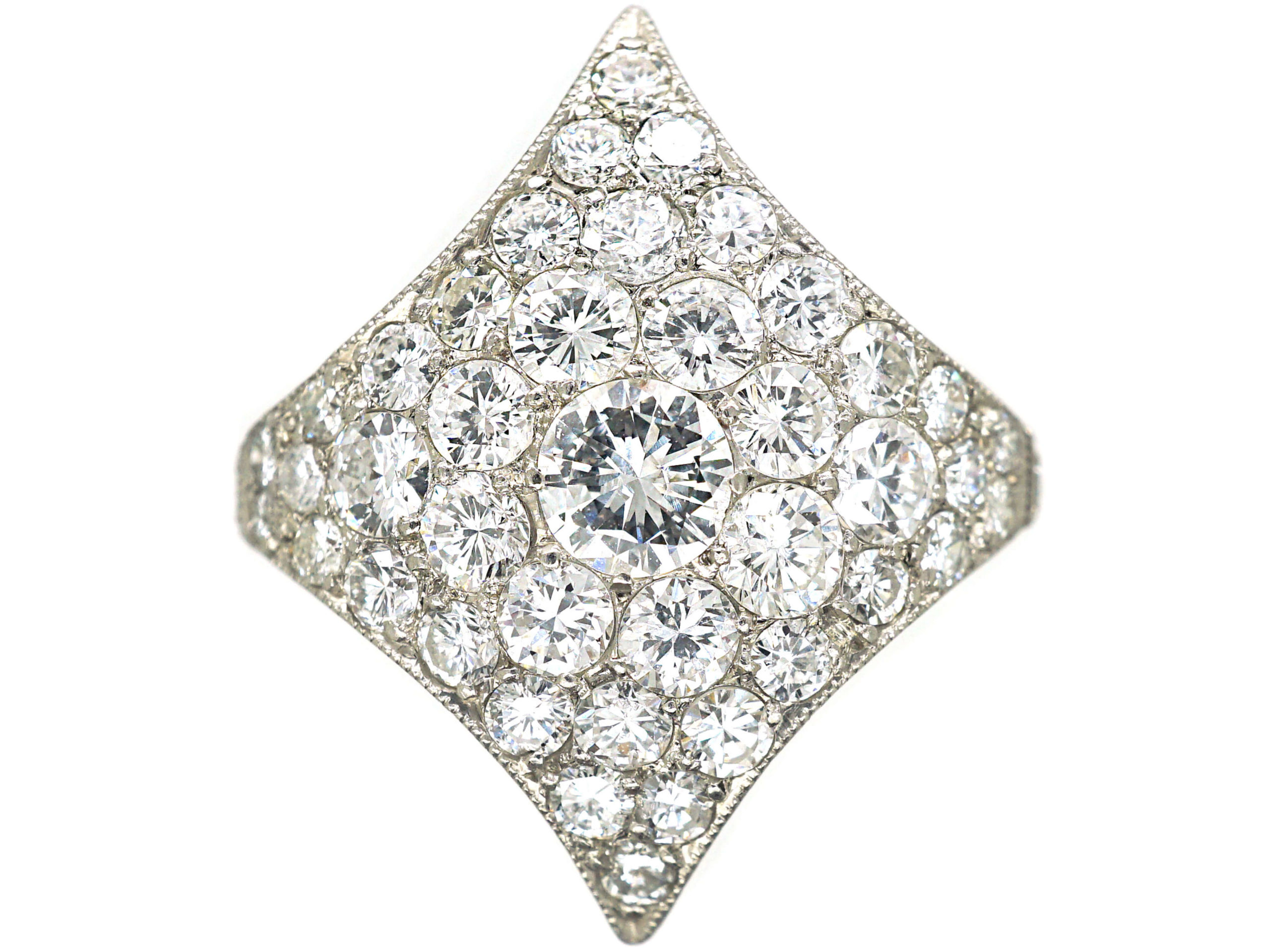 Art Deco Platinum Curved Diamond-Shaped Cluster Ring (829N) | The ...