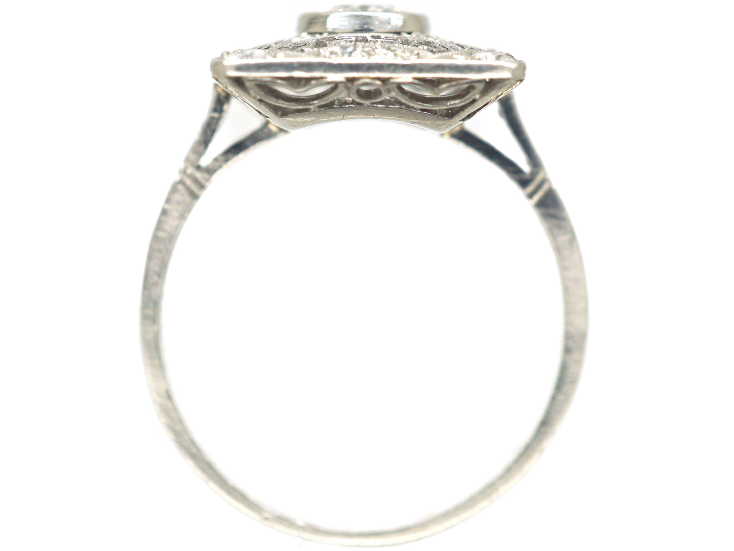Art Deco Rectangular Platinum & Diamond Ring with Key Design Detail ...