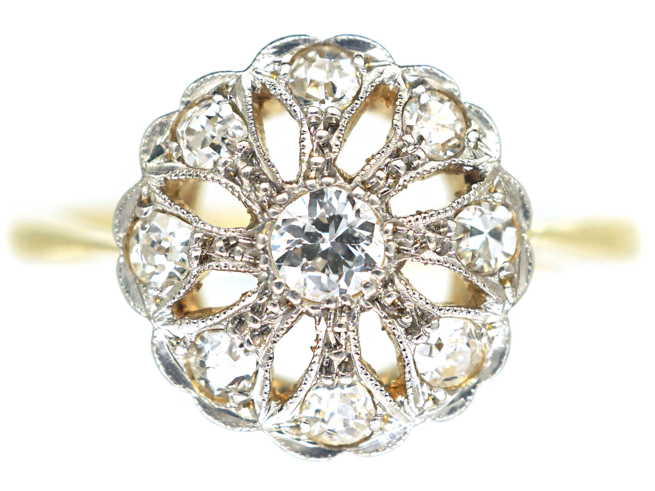 Edwardian 18ct & Platinum, Openwork Diamond Cluster Ring (950N) | The ...
