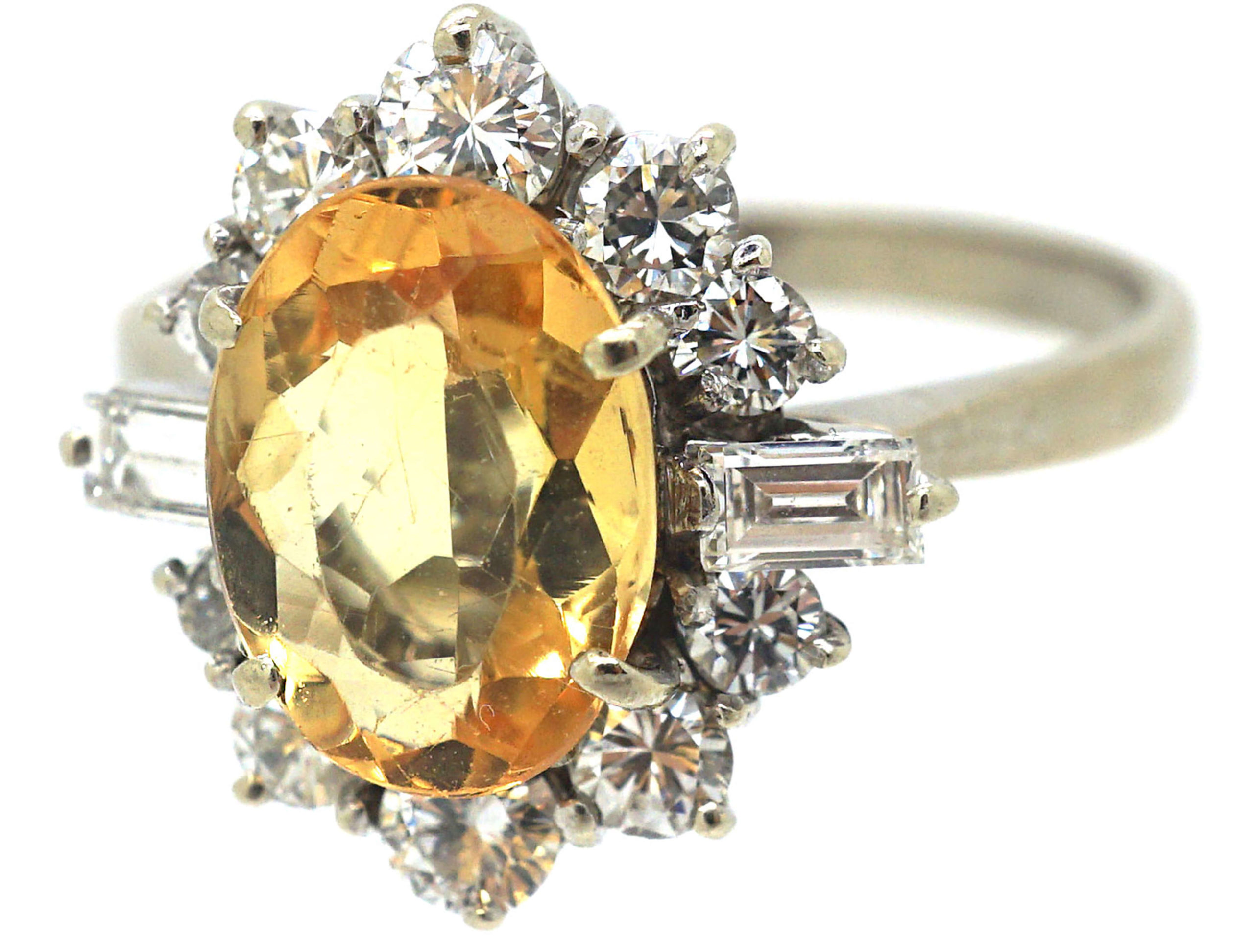 18ct White Gold, Topaz & Diamond Ring (898N) | The Antique Jewellery ...