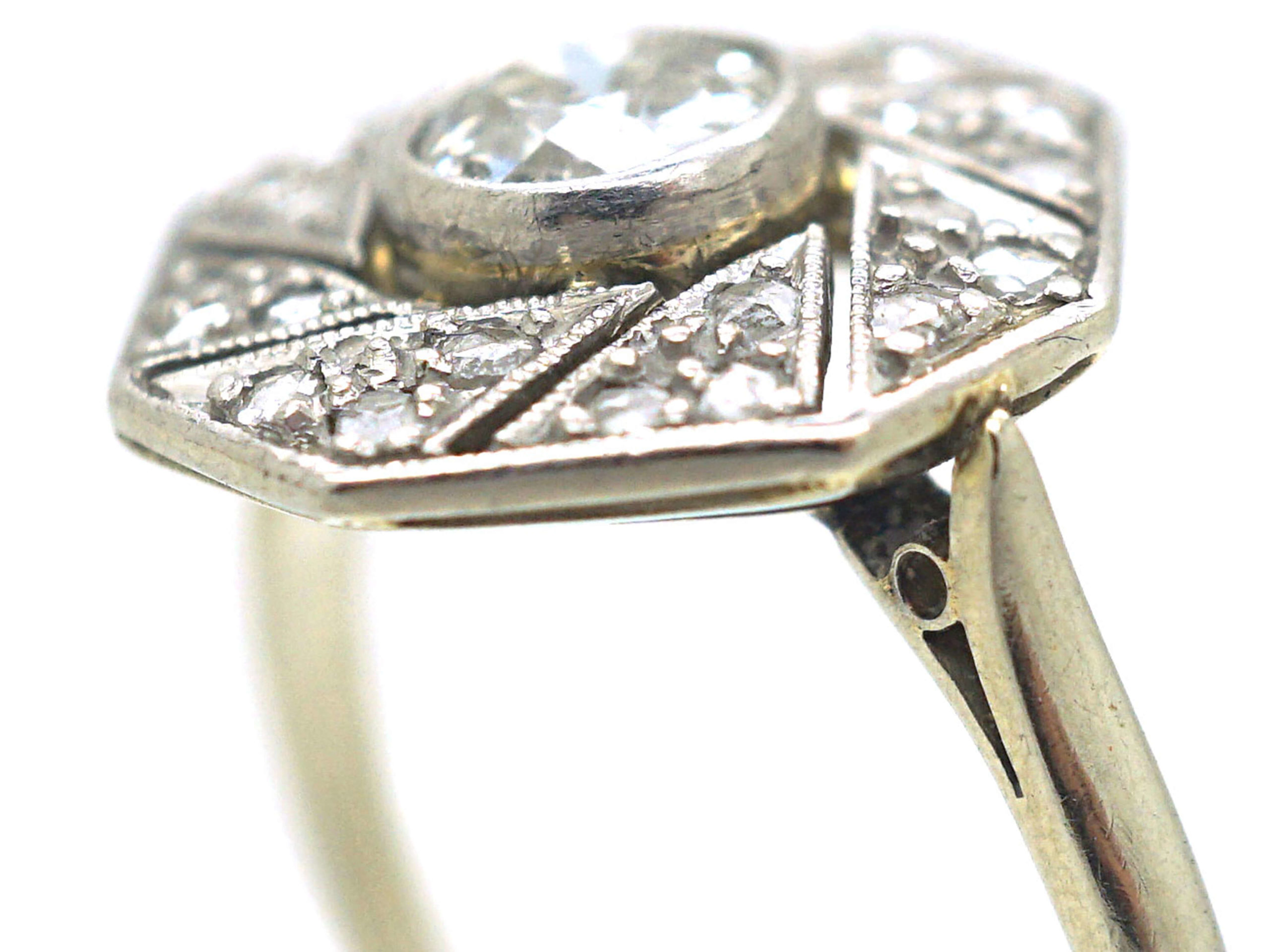 French Art Deco 18ct White Gold and Platinum, Diamond Catherine Wheel ...