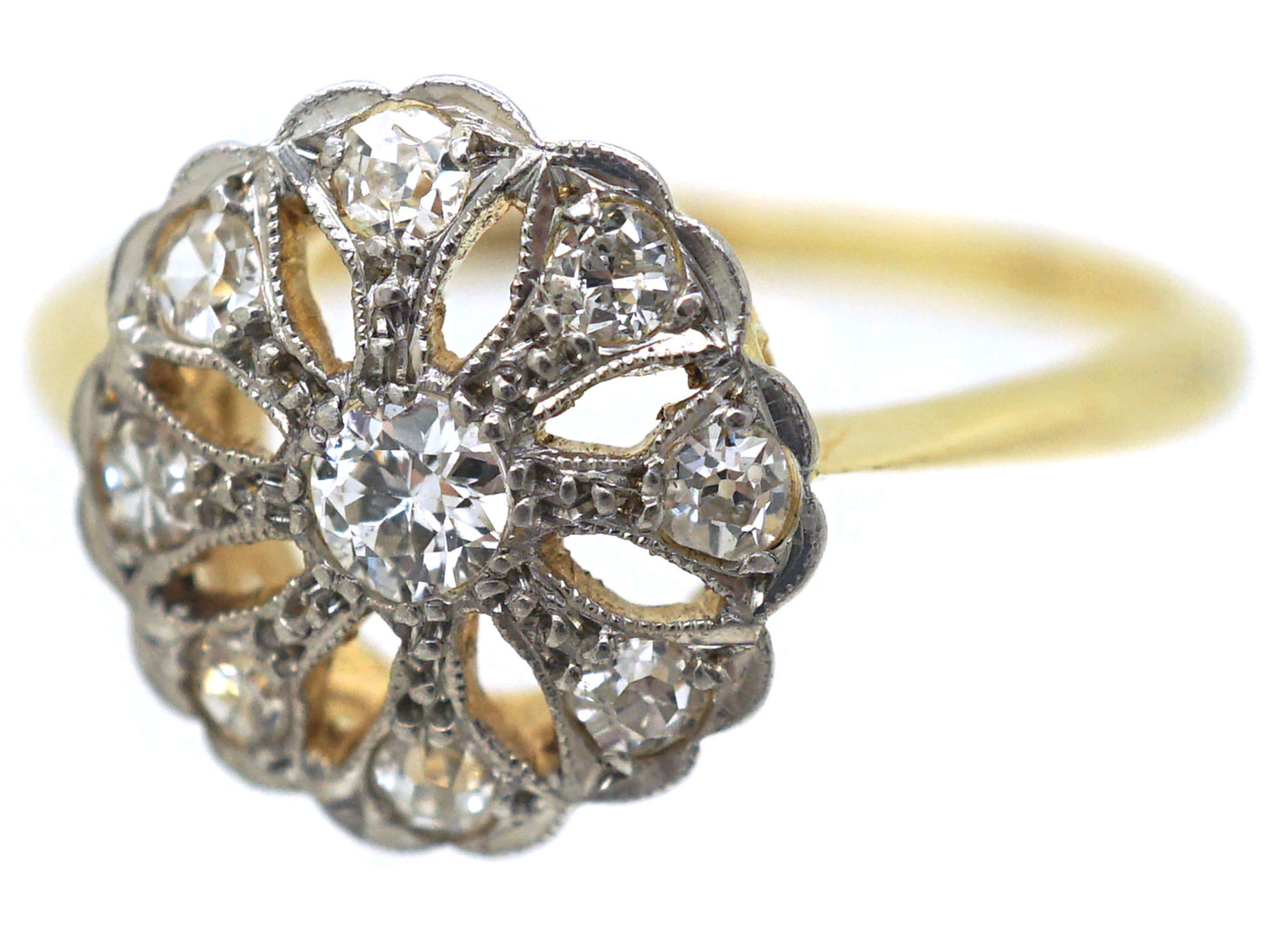 Edwardian 18ct & Platinum, Openwork Diamond Cluster Ring (950N) | The ...