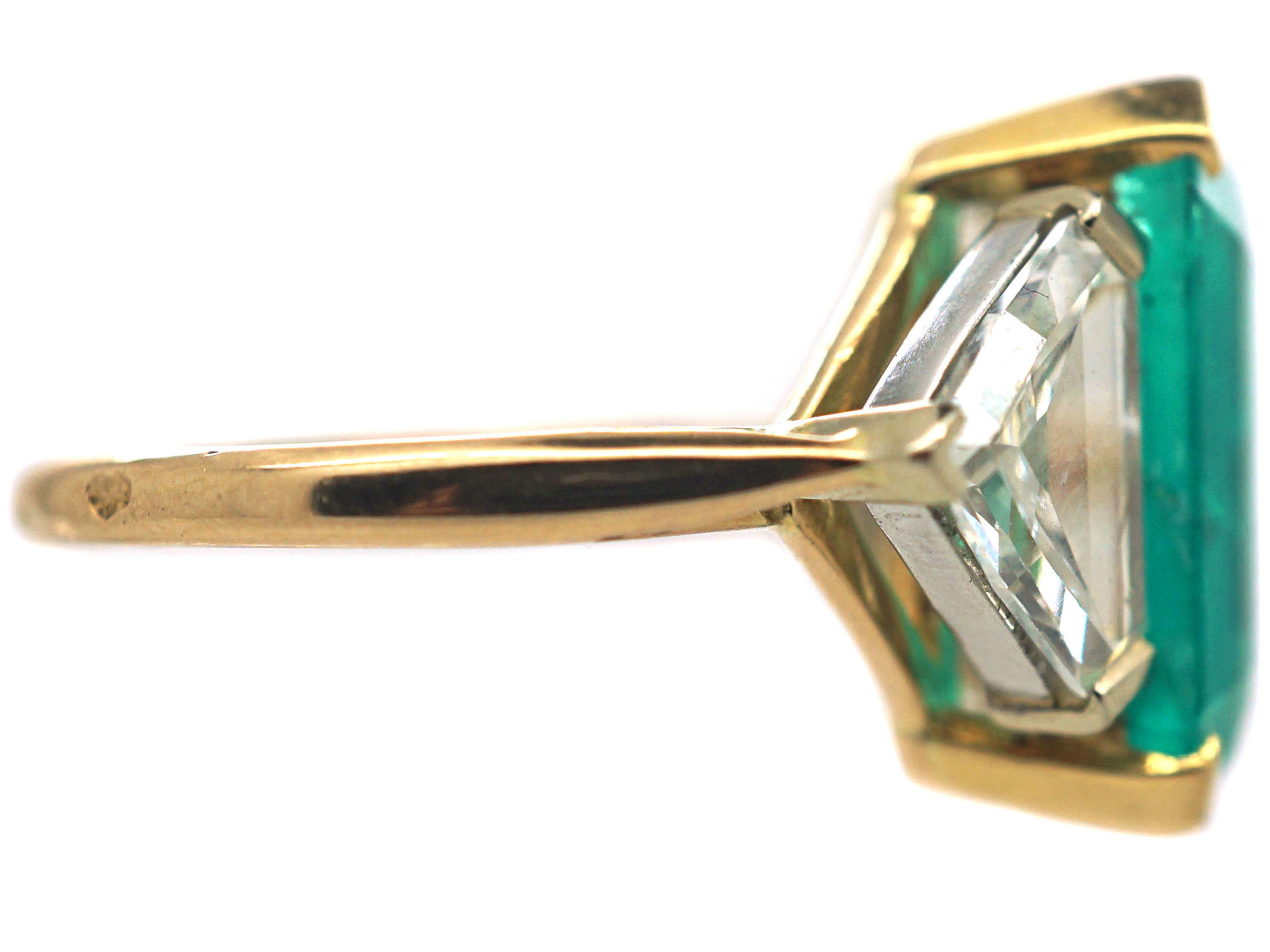 French 18ct Gold, Large Rectangular Emerald & Diamond Ring (896N) | The ...