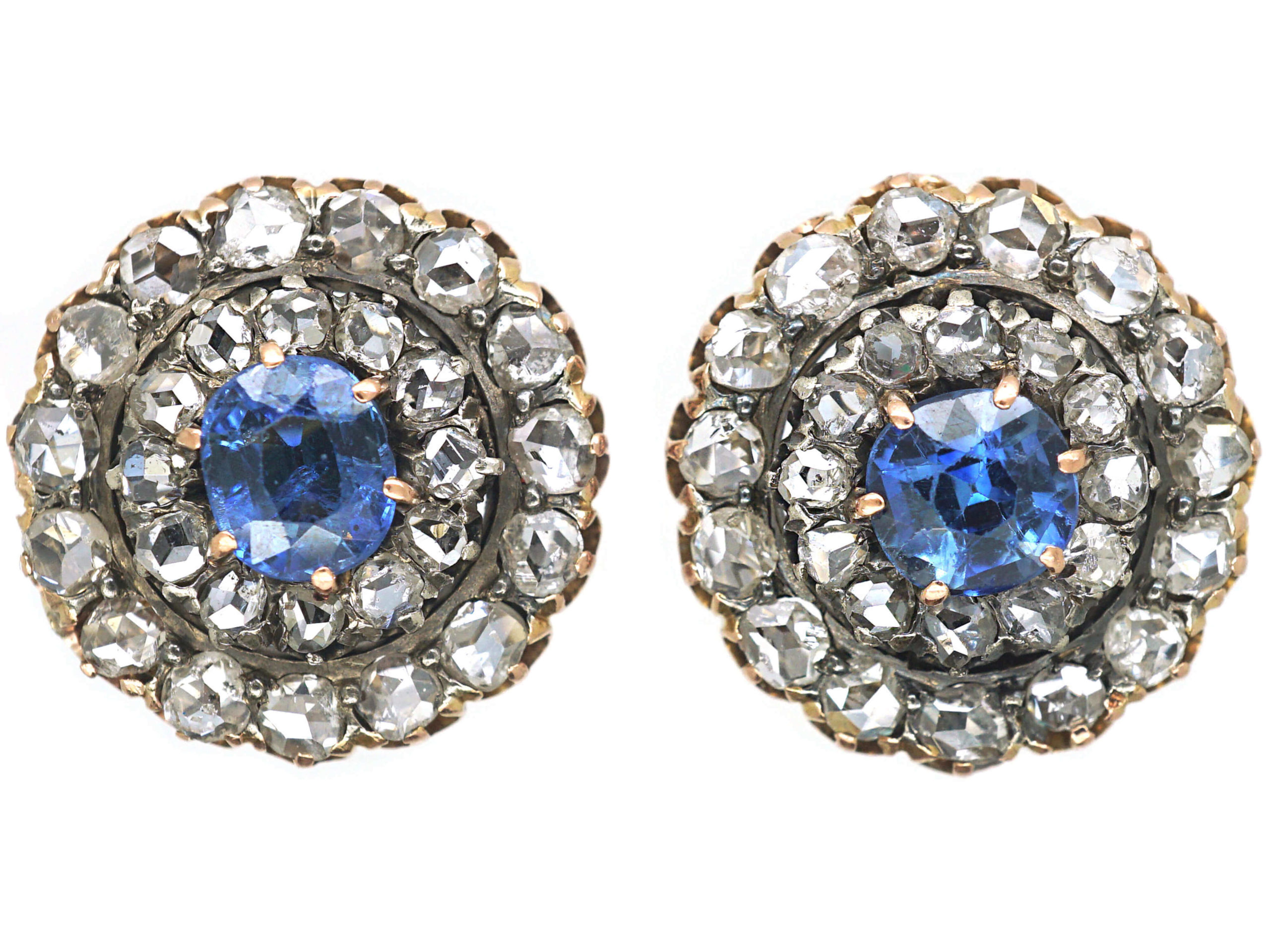 Victorian Sapphire & Rose Diamond Round Earrings (703N) | The Antique ...