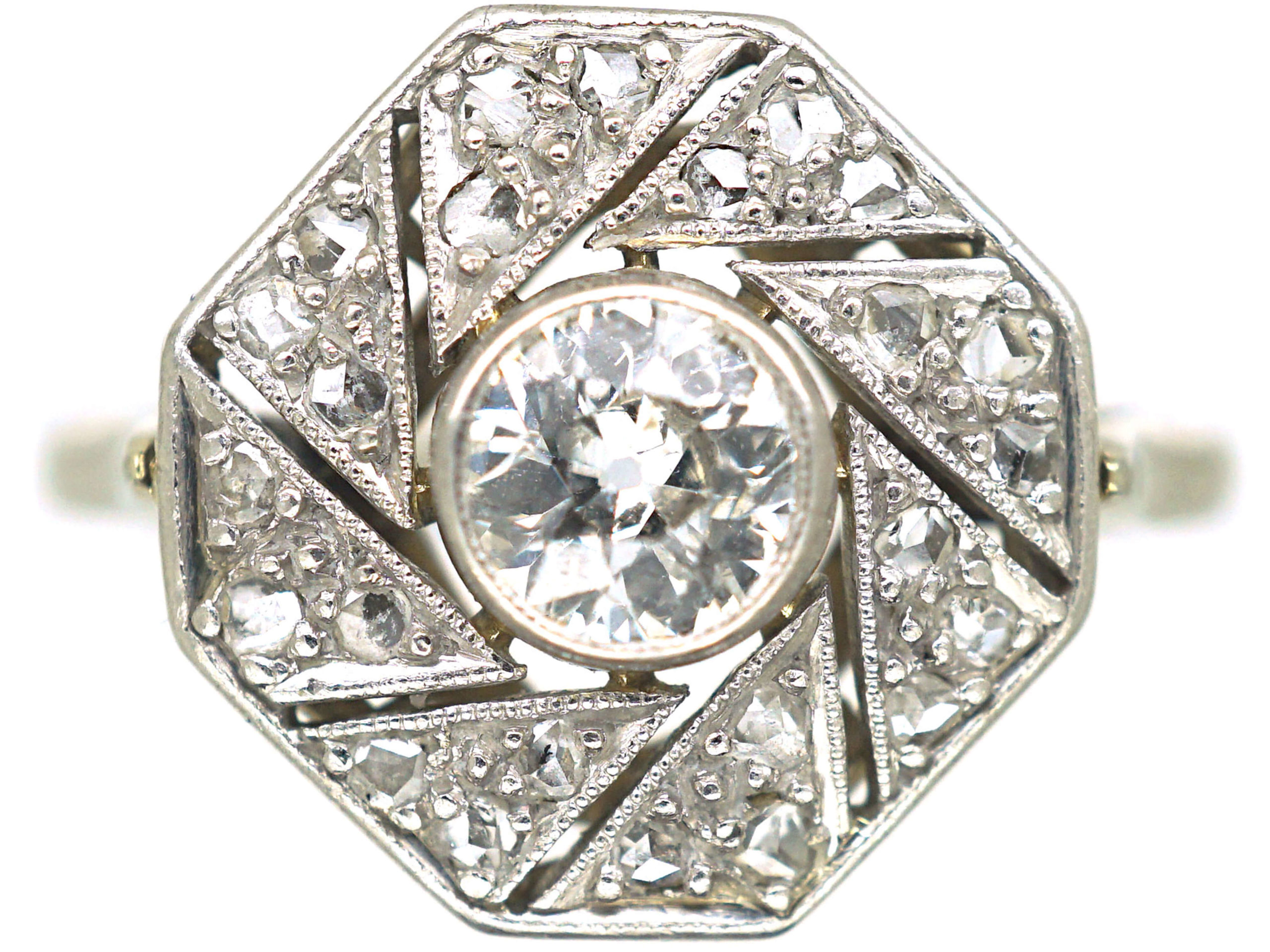French Art Deco 18ct White Gold and Platinum, Diamond Catherine Wheel ...