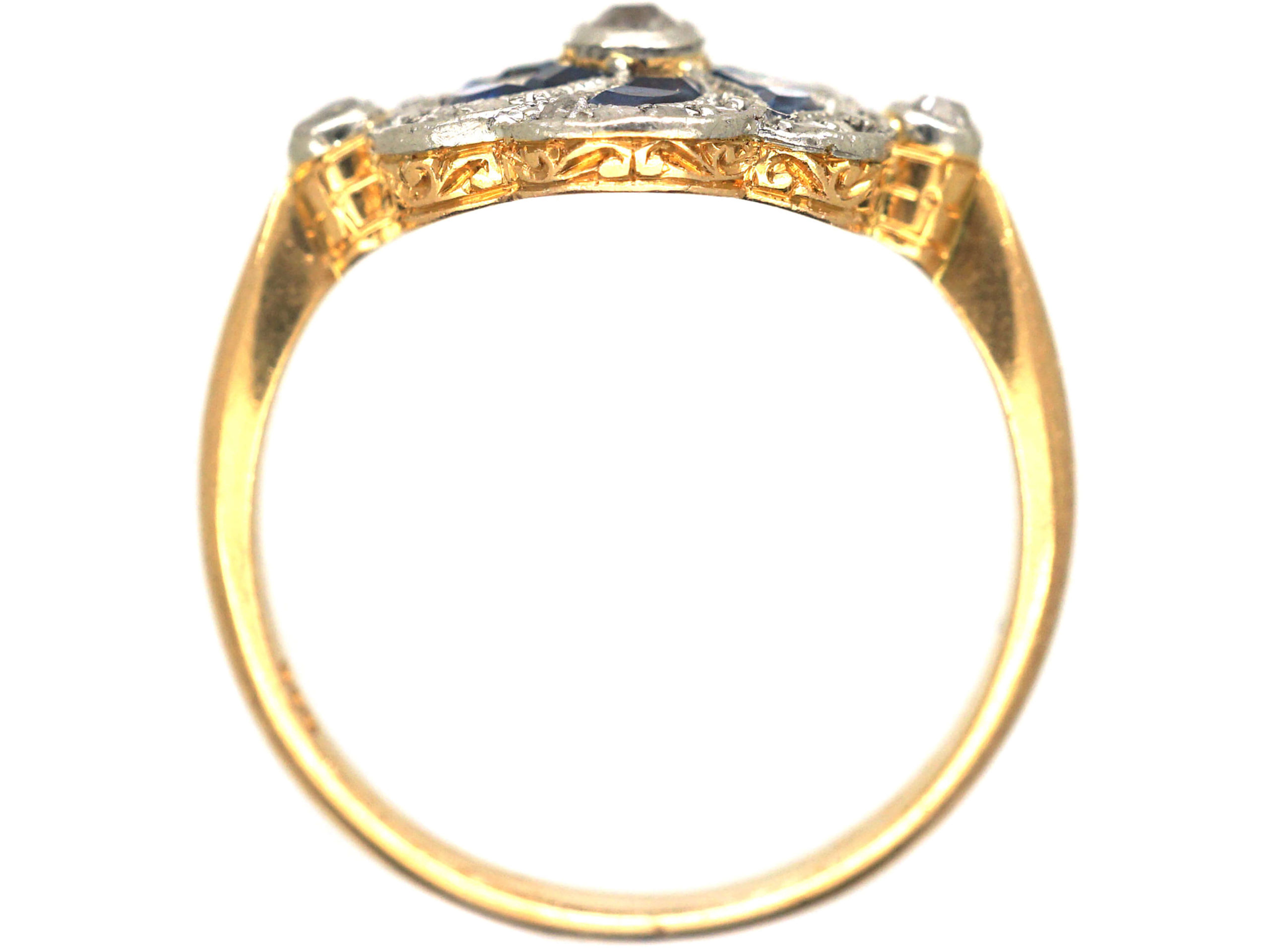Edwardian 18ct Gold & Platinum Catherine Wheel Design Ring set with ...