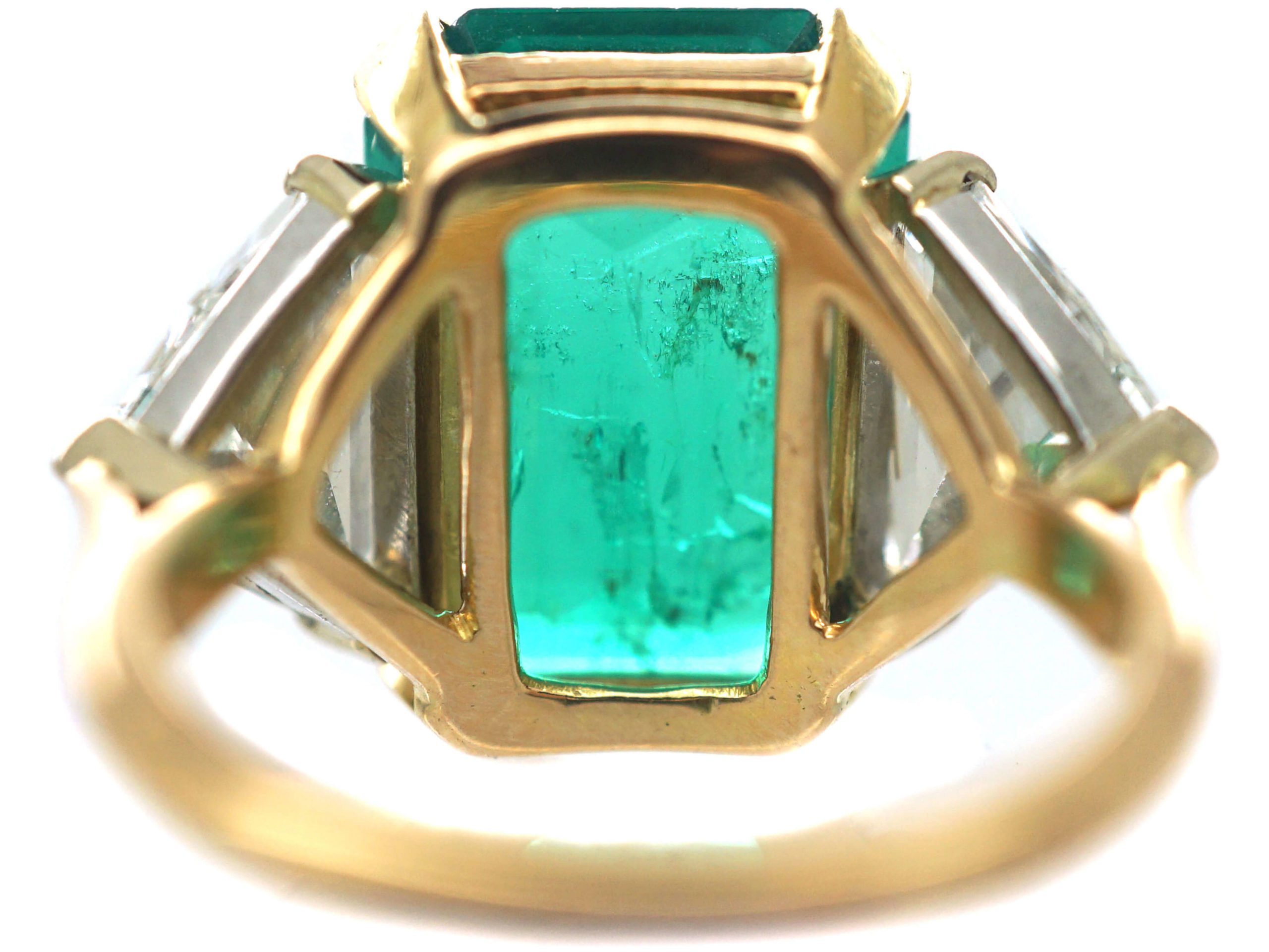 French 18ct Gold, Large Rectangular Emerald & Diamond Ring (896N) | The ...