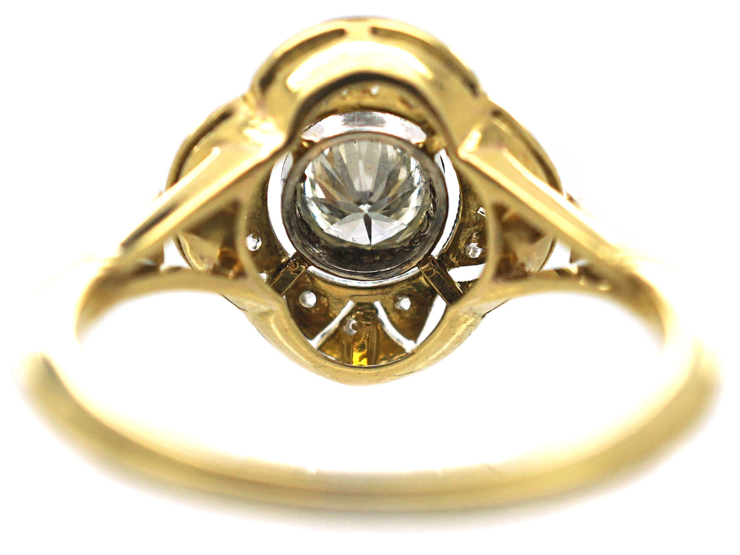 French Art Deco Platinum & 18ct Gold Diamond Geometric Shaped Target ...
