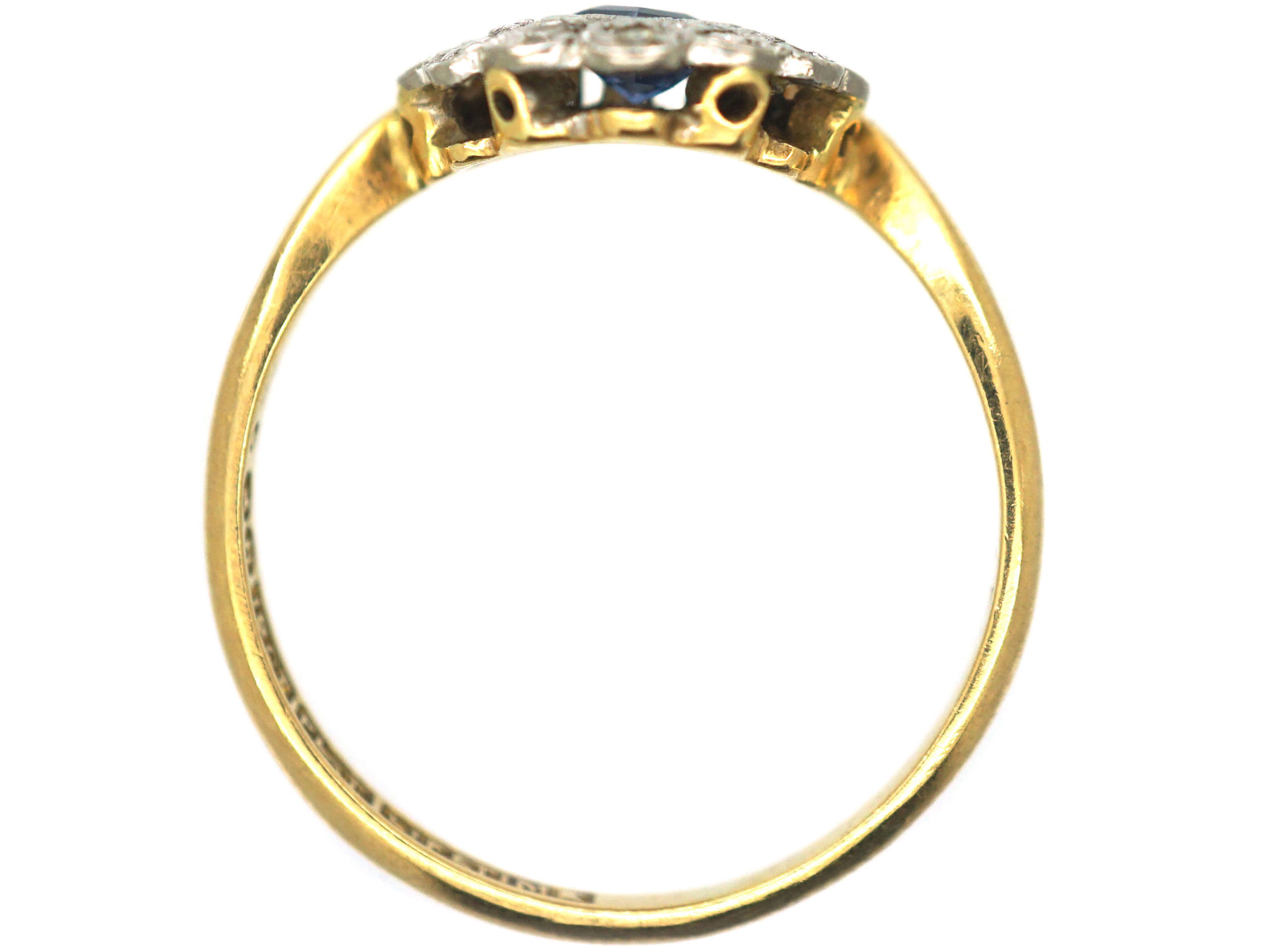 Art Deco 18ct Gold & Platinum, Diamond & Sapphire Fan Ring (341/O ...