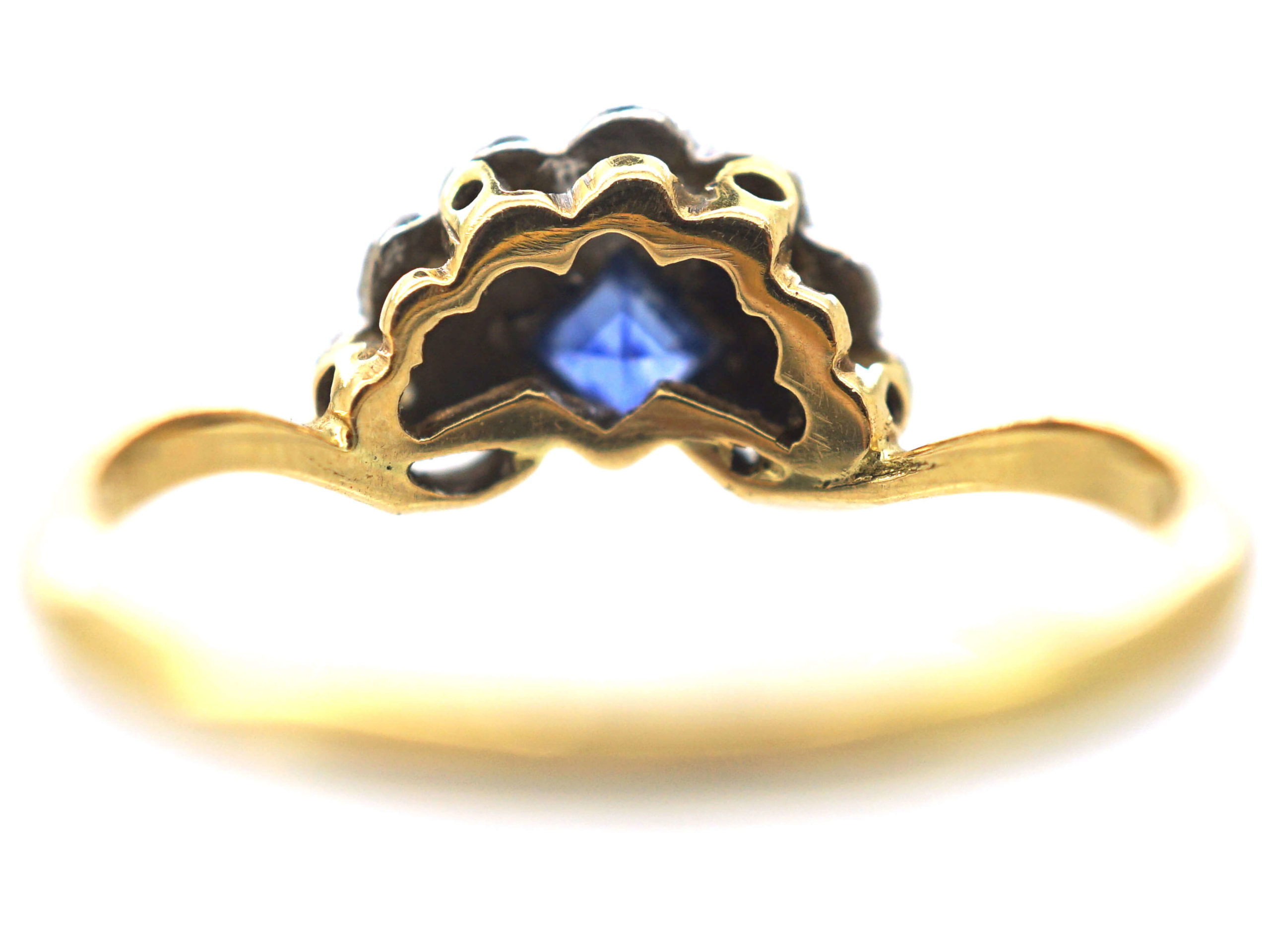 Art Deco 18ct Gold & Platinum, Diamond & Sapphire Fan Ring (341/O ...