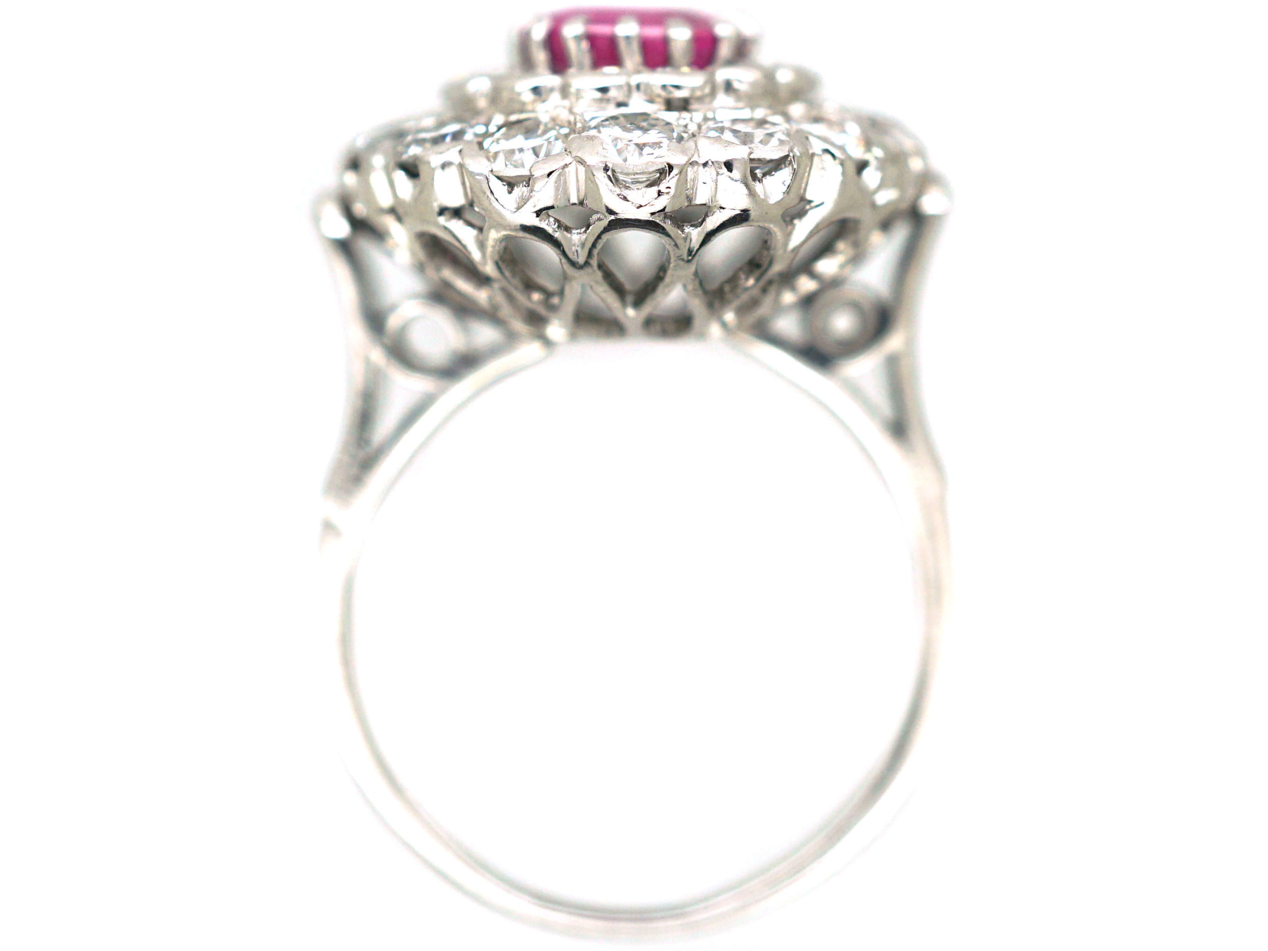 Platinum, Pink Sapphire & Diamond Large Oval Cluster Ring (67P) | The ...