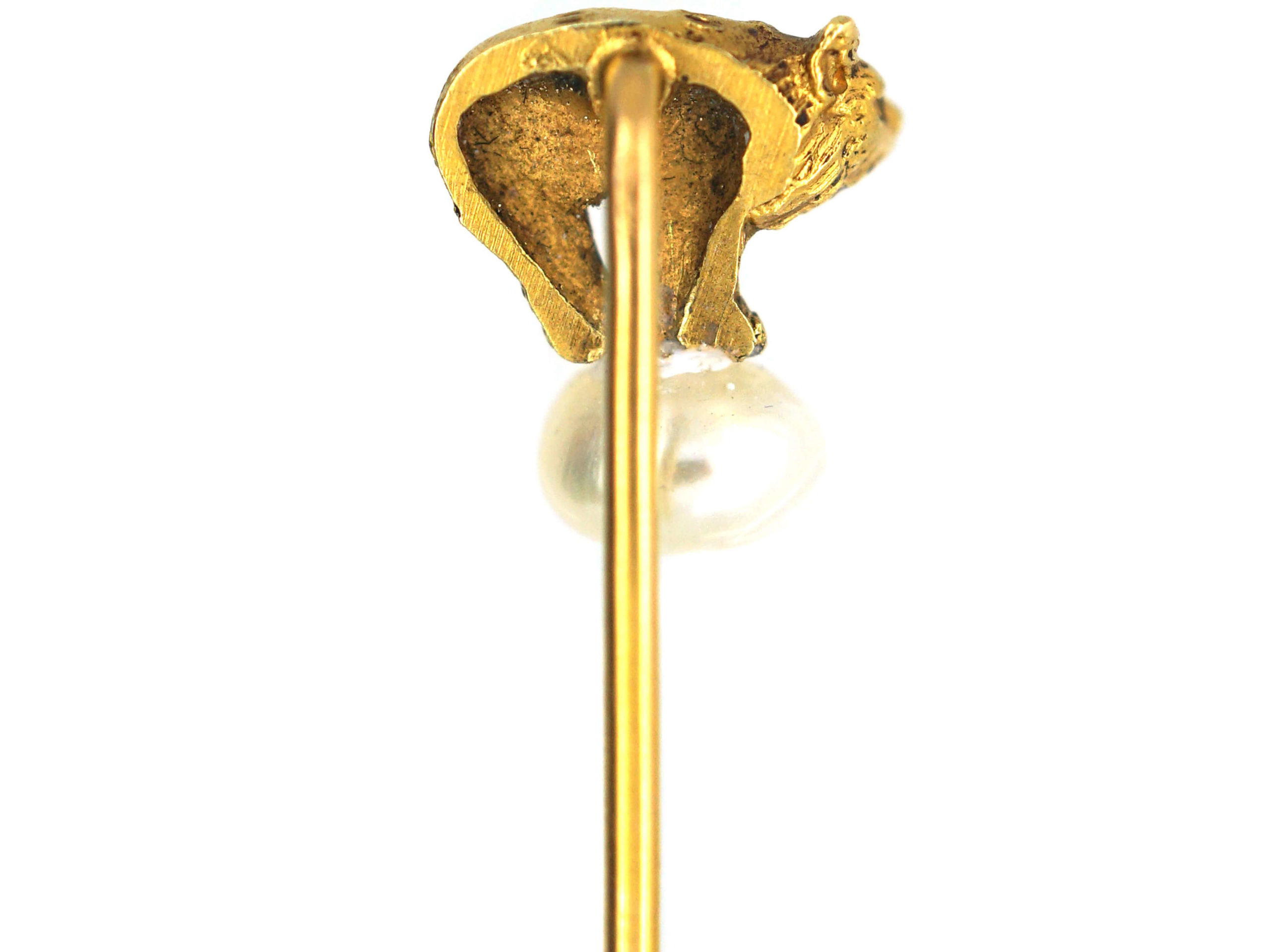 Edwardian 15ct Gold Tie Pin of a Polar Bear on a Baroque Pearl (99P ...