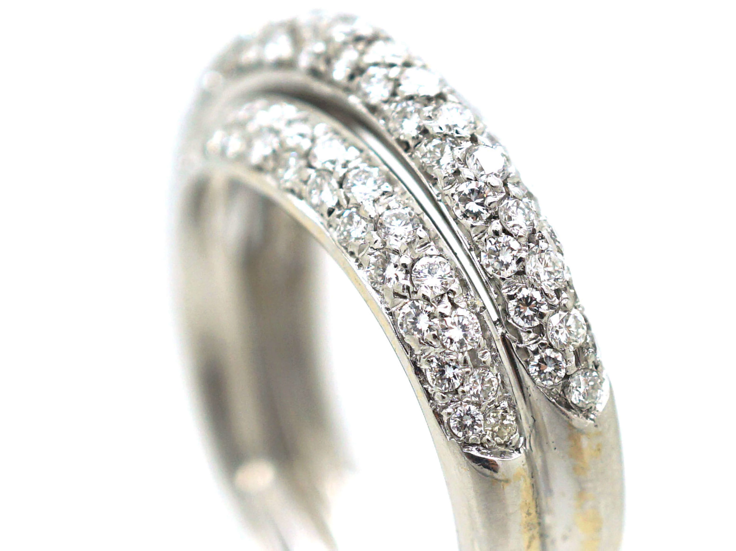18ct White Gold & Diamond Triple Crossover Ring (40P) | The Antique ...