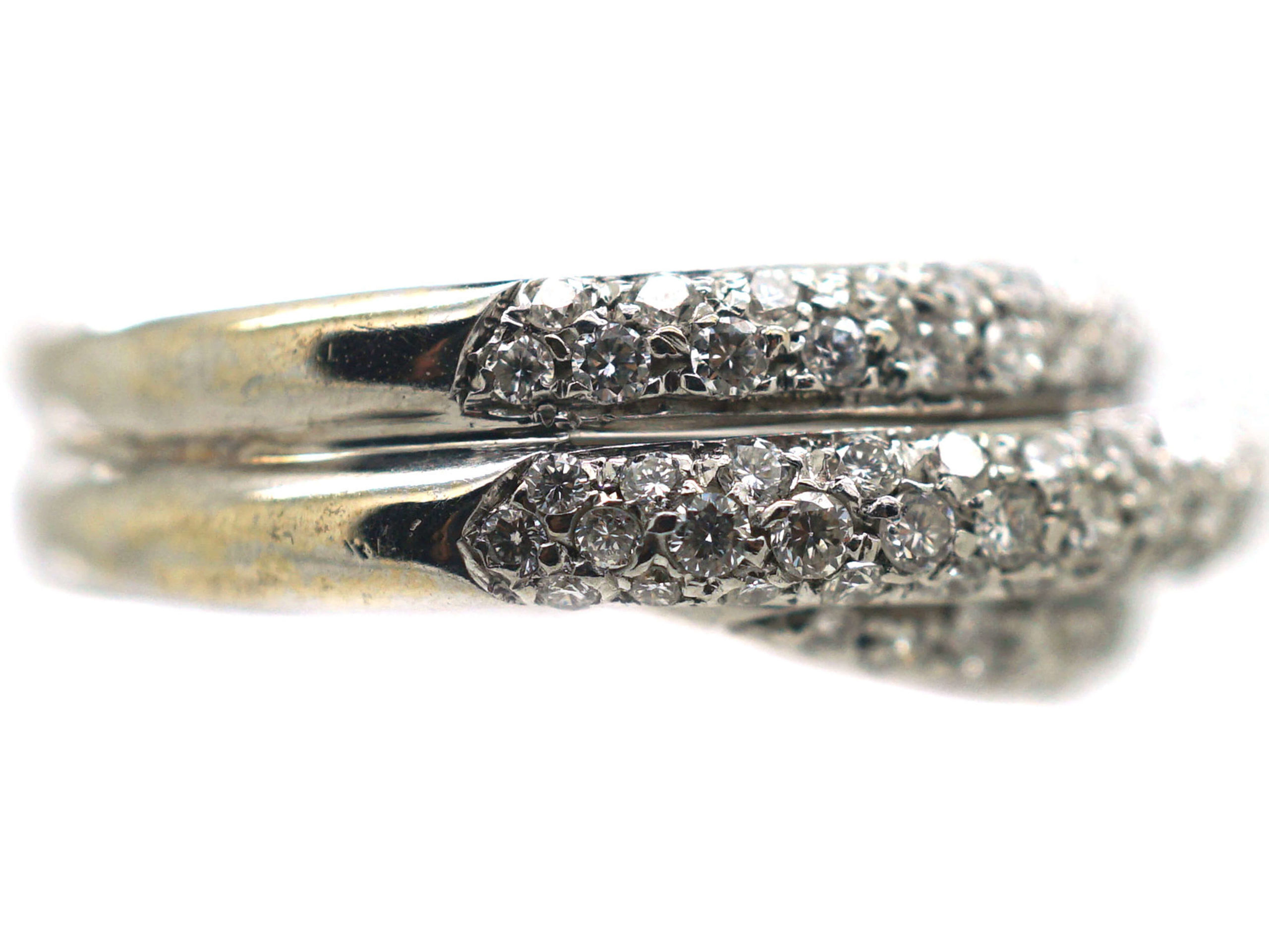 18ct White Gold & Diamond Triple Crossover Ring (40P) | The Antique ...